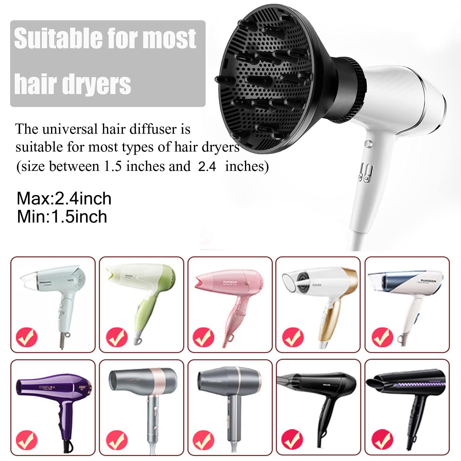 Universal Hair Diffuser for Curly & Wavy Hair + Hair Towel Wrap Set ...