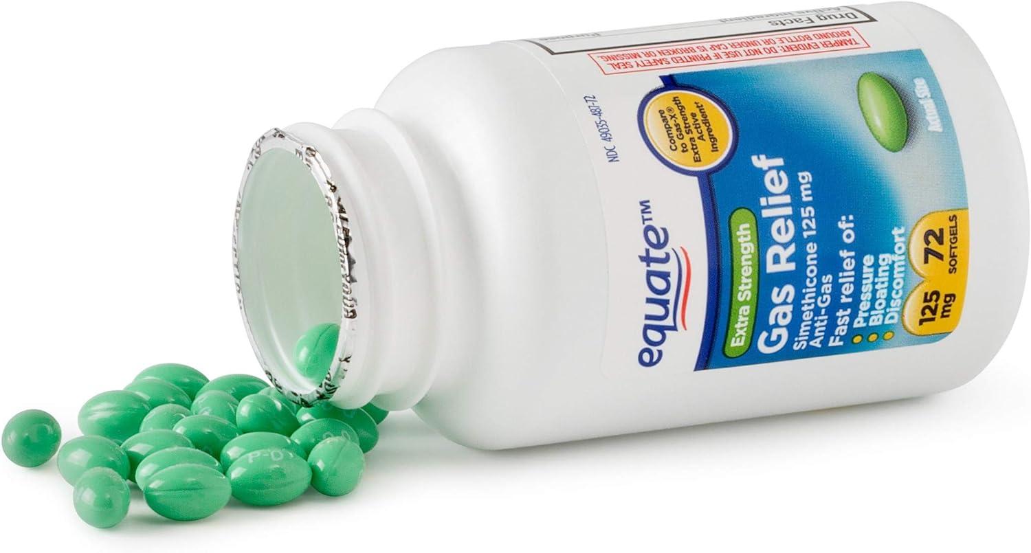 Equate Extra Strength Gas Relief 125mg Softgels | 72 Count Twin Pack ...
