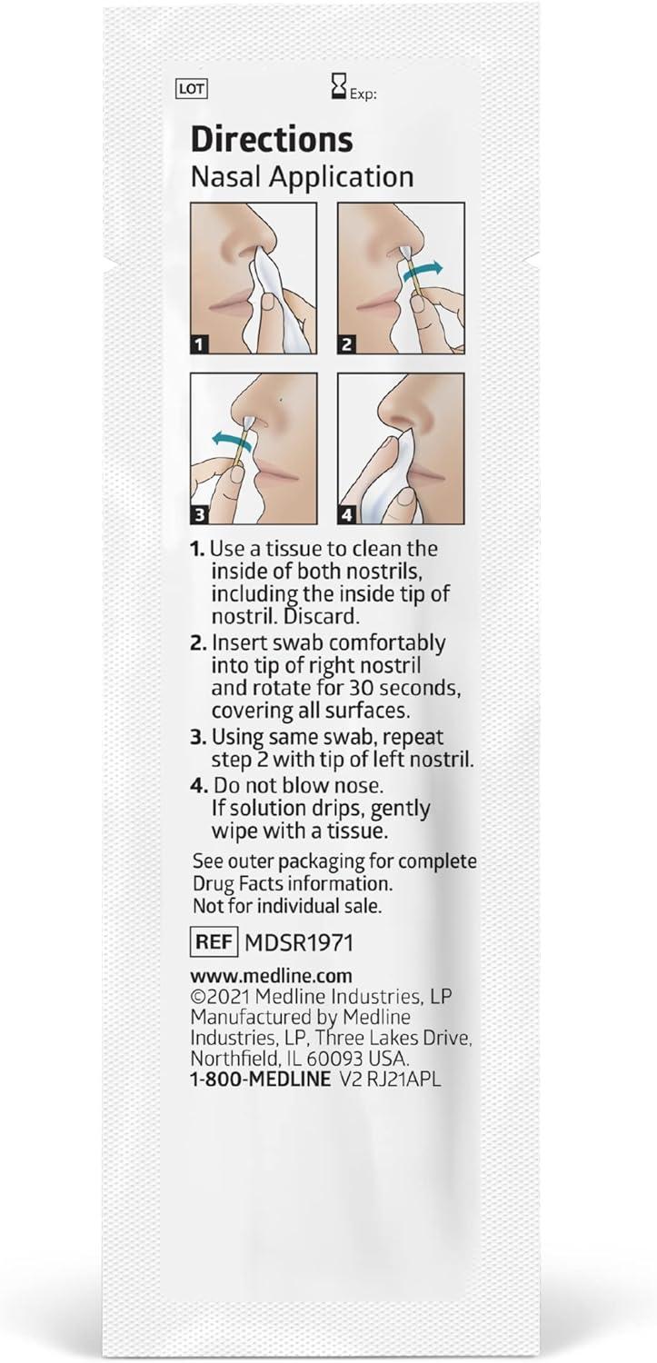 Medline Antiseptic Nasal Swabs - 62% Ethyl Alcohol, Pleasant Kiwi Scent ...