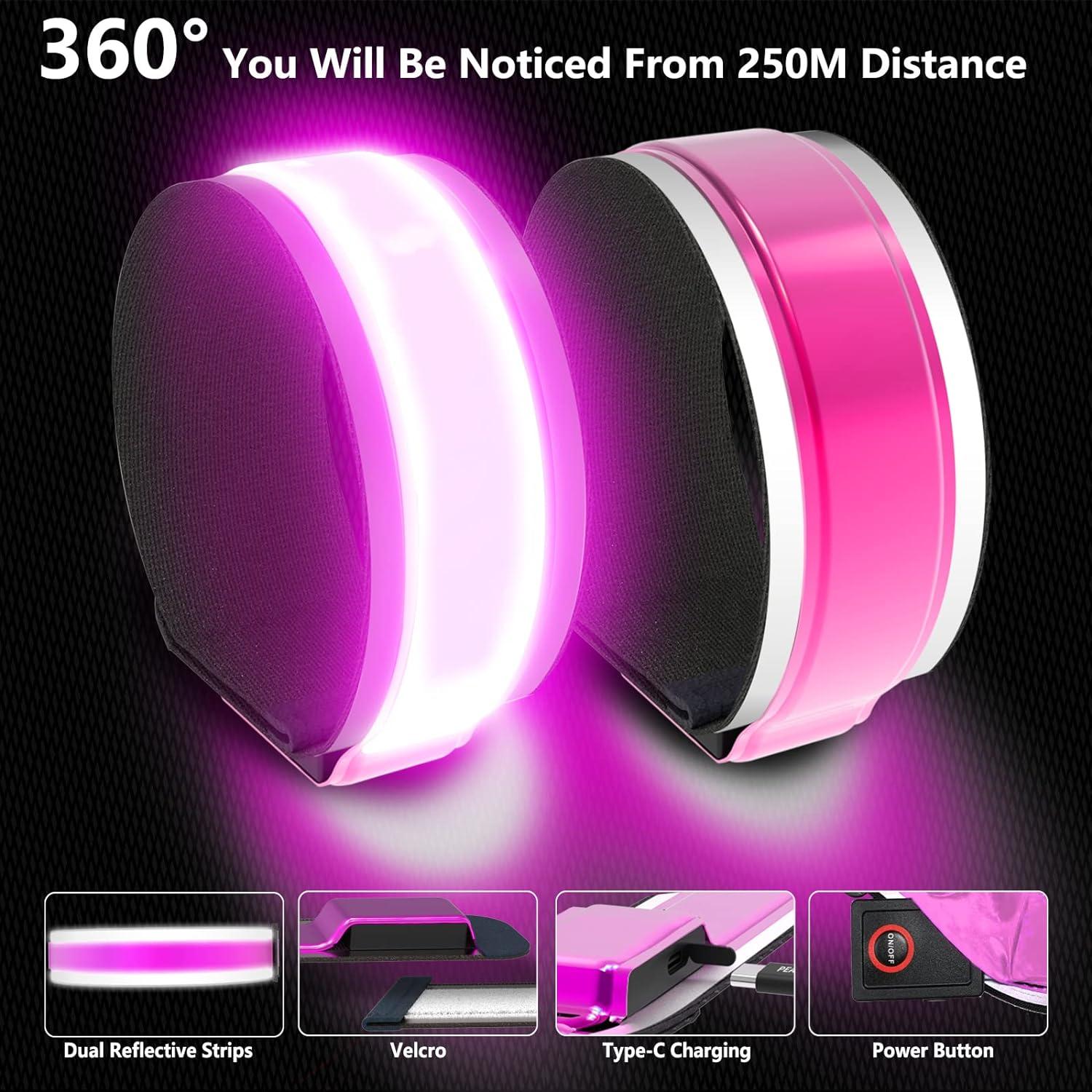 PEAKFIRE 2 Pack USB-C Rechargeable Safety Lights for Runners 360 ...