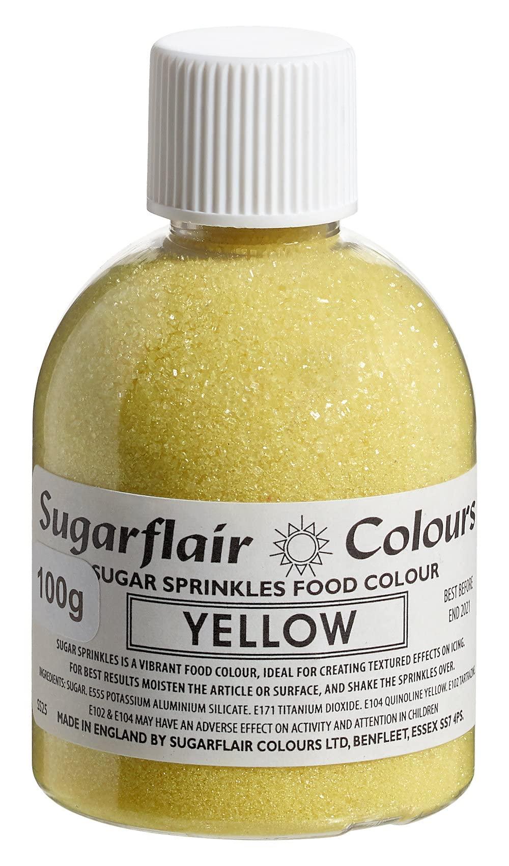Sugarflair Yellow Edible Glitter Sugar Sprinkles - for Cake Decorating ...
