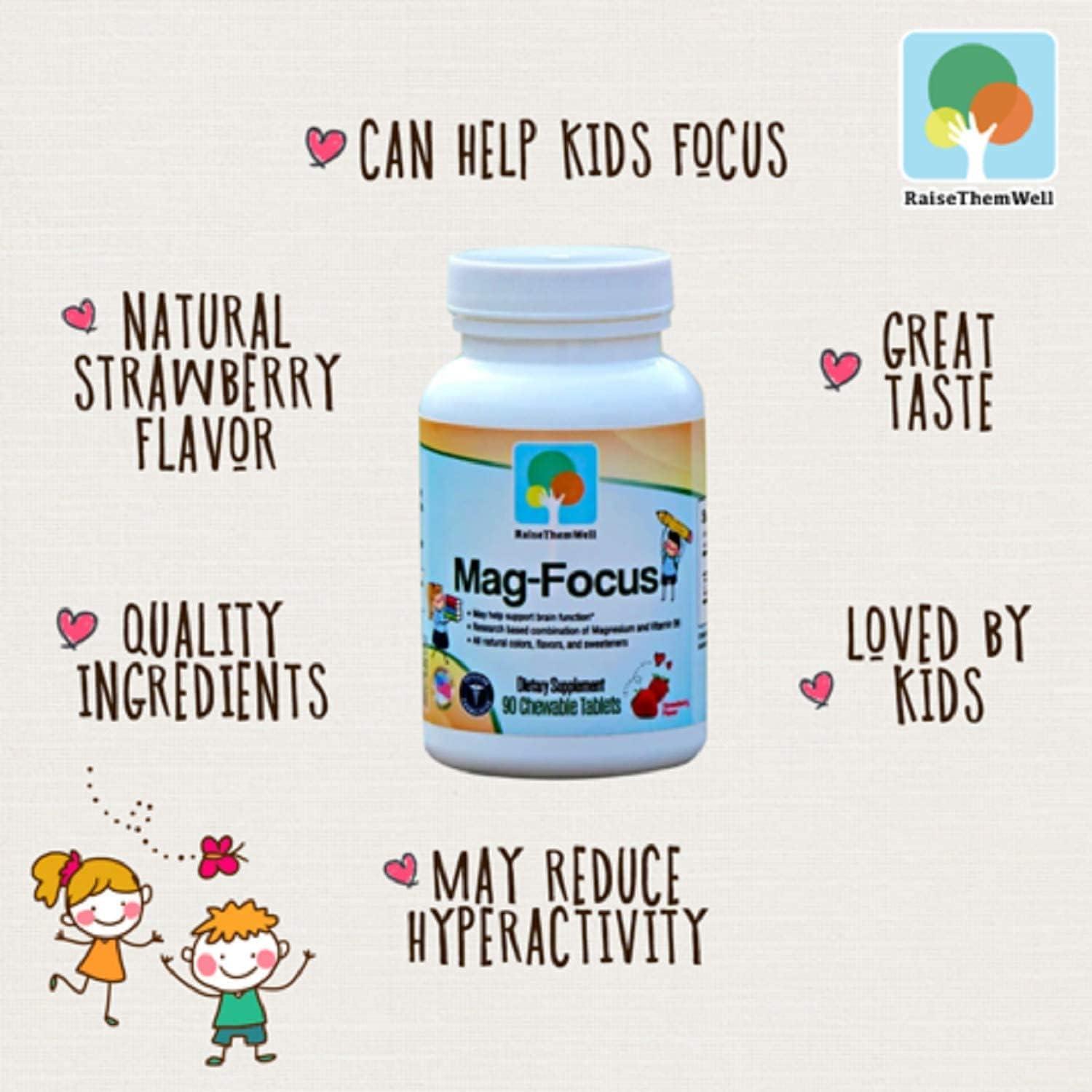 Kids' Natural Strawberry Magnesium Focus Supplement - Chewable Focus ...