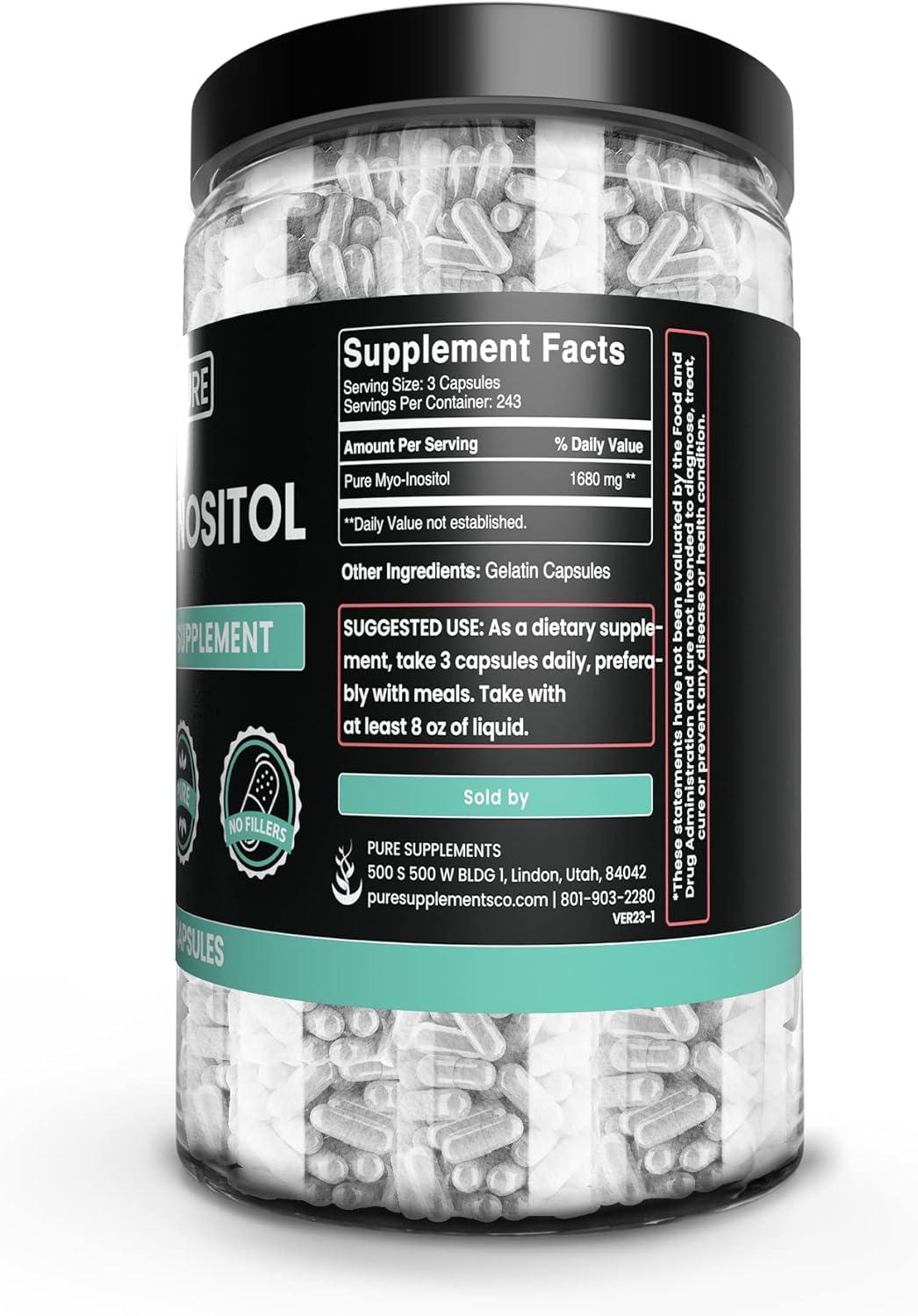 Pure Original Myo-Inositol Capsules - 730 Count (Pack of 1) | Lab ...