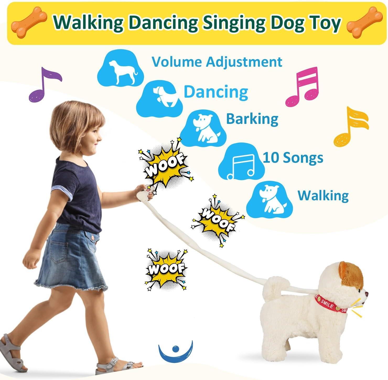 Marsjoy Walking Dog Toy - Interactive Musical Singing Puppy with Leash ...
