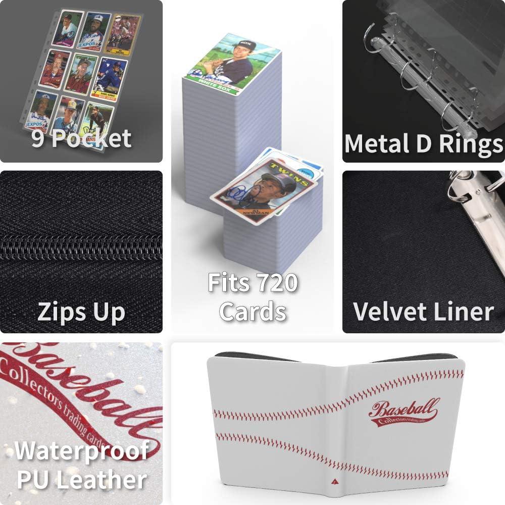 Rayvol Baseball Card Binder for Trading Cards 9 Pocket Card Binder Fit ...