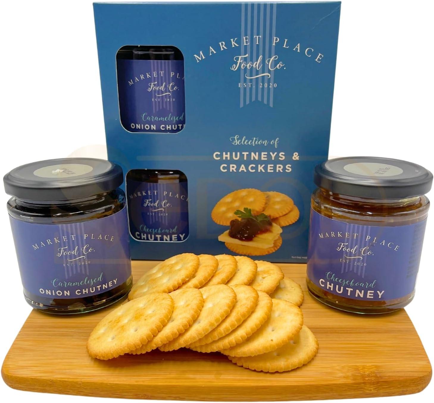 Savoury Chutney & Biscuits Gift Set - Cheeseboard Chutney, Caramelised ...