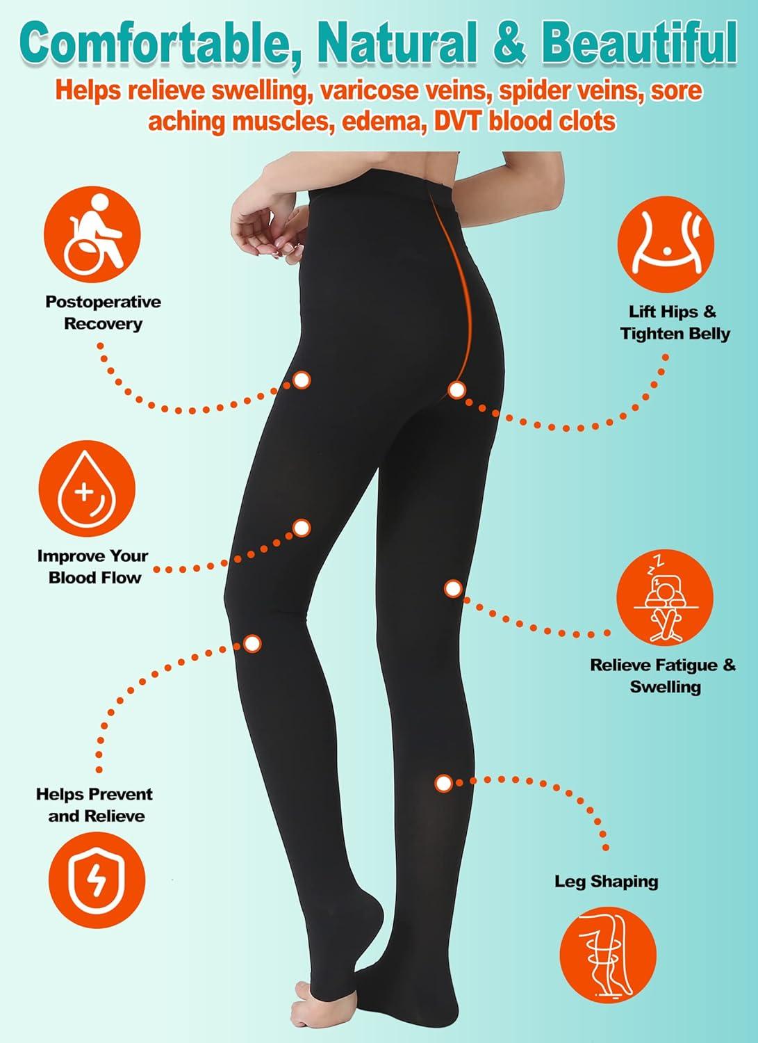 MGANG Waist High Compression Pantyhose | 20-30 mmHg Firm Support ...