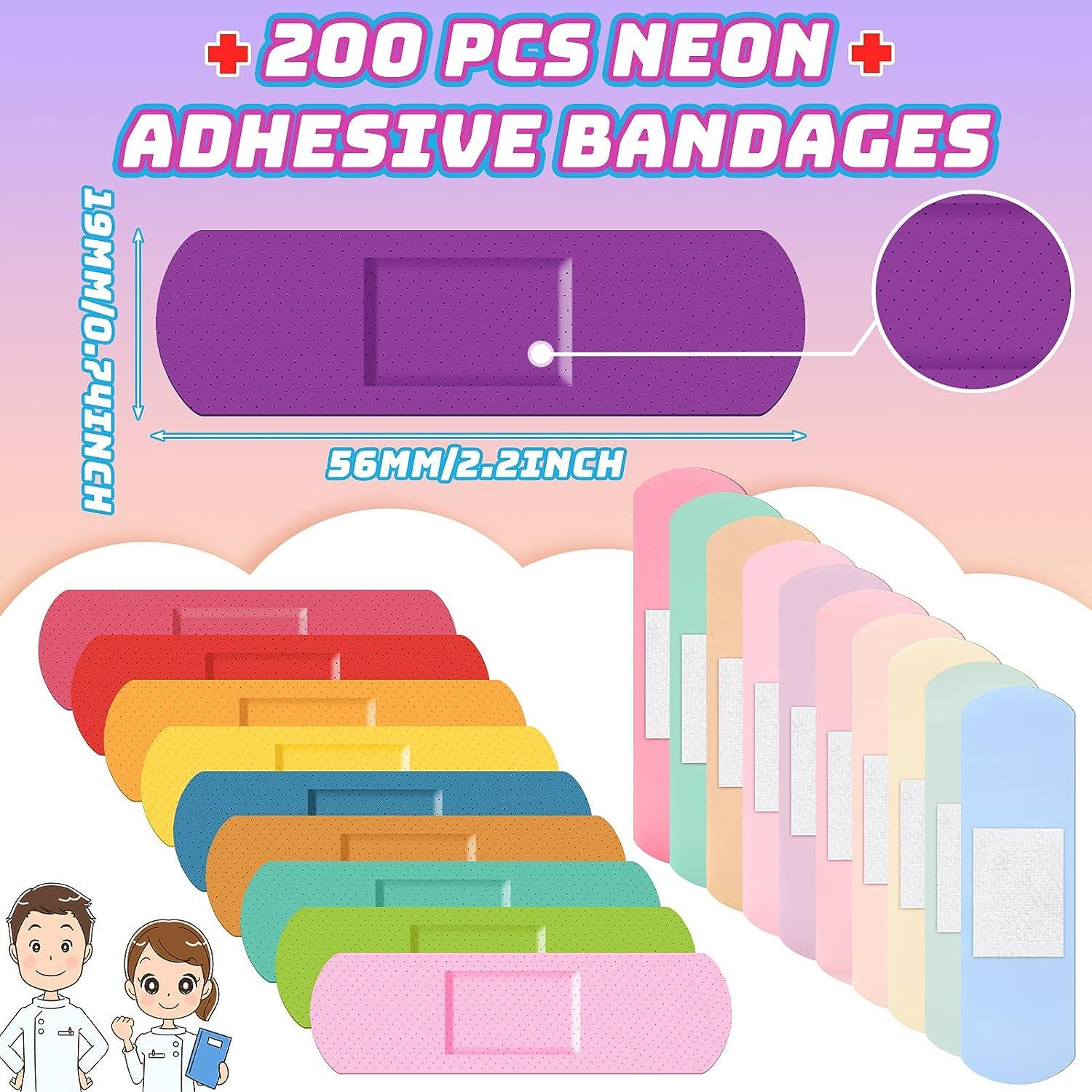 Lounsweer 200 Pcs Neon Color Kids Bandages - Waterproof, Breathable ...