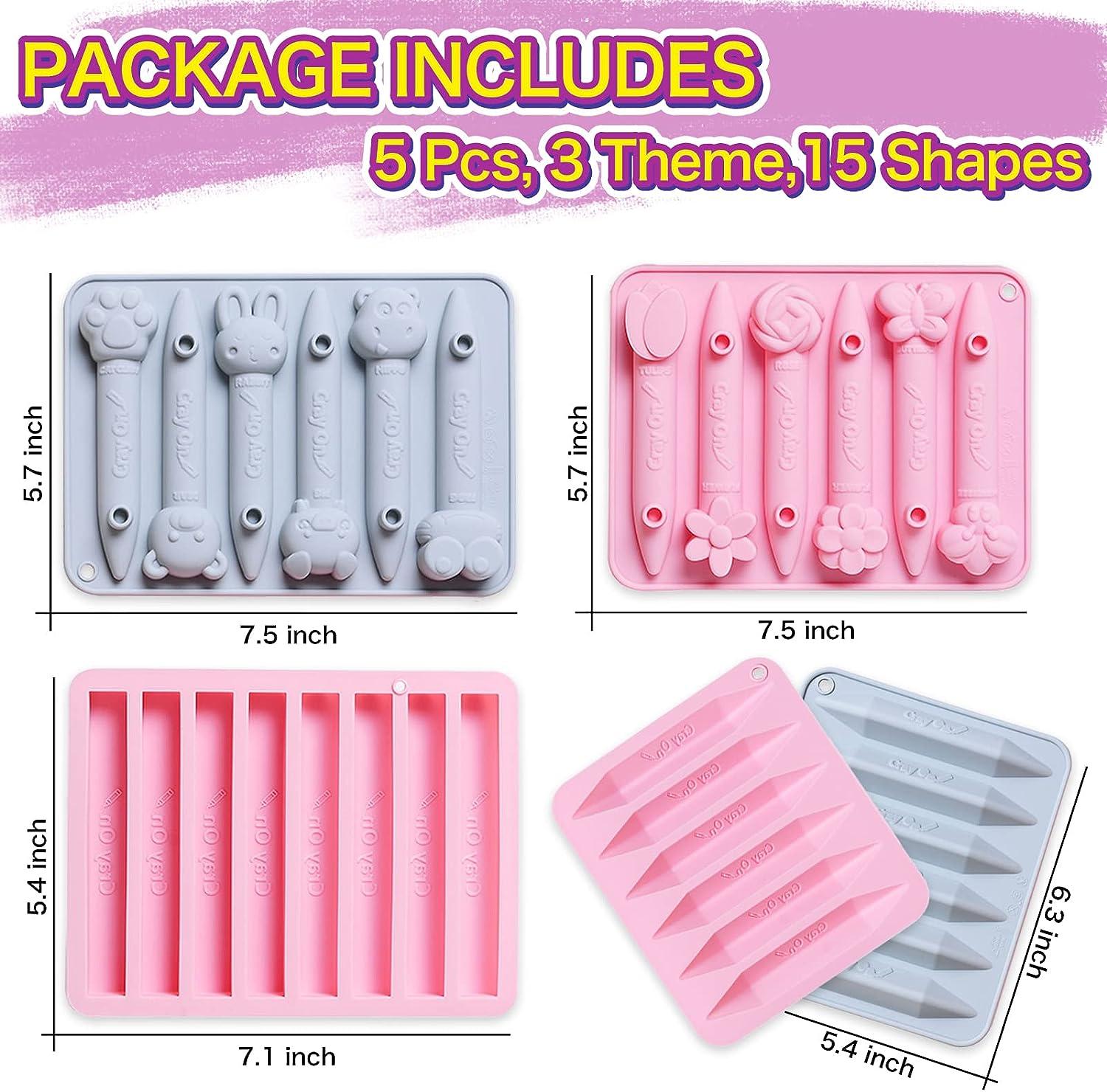 Christmas Crayon Mold Set - 5 PCS Silicone Oven Safe Shapes with Animal ...