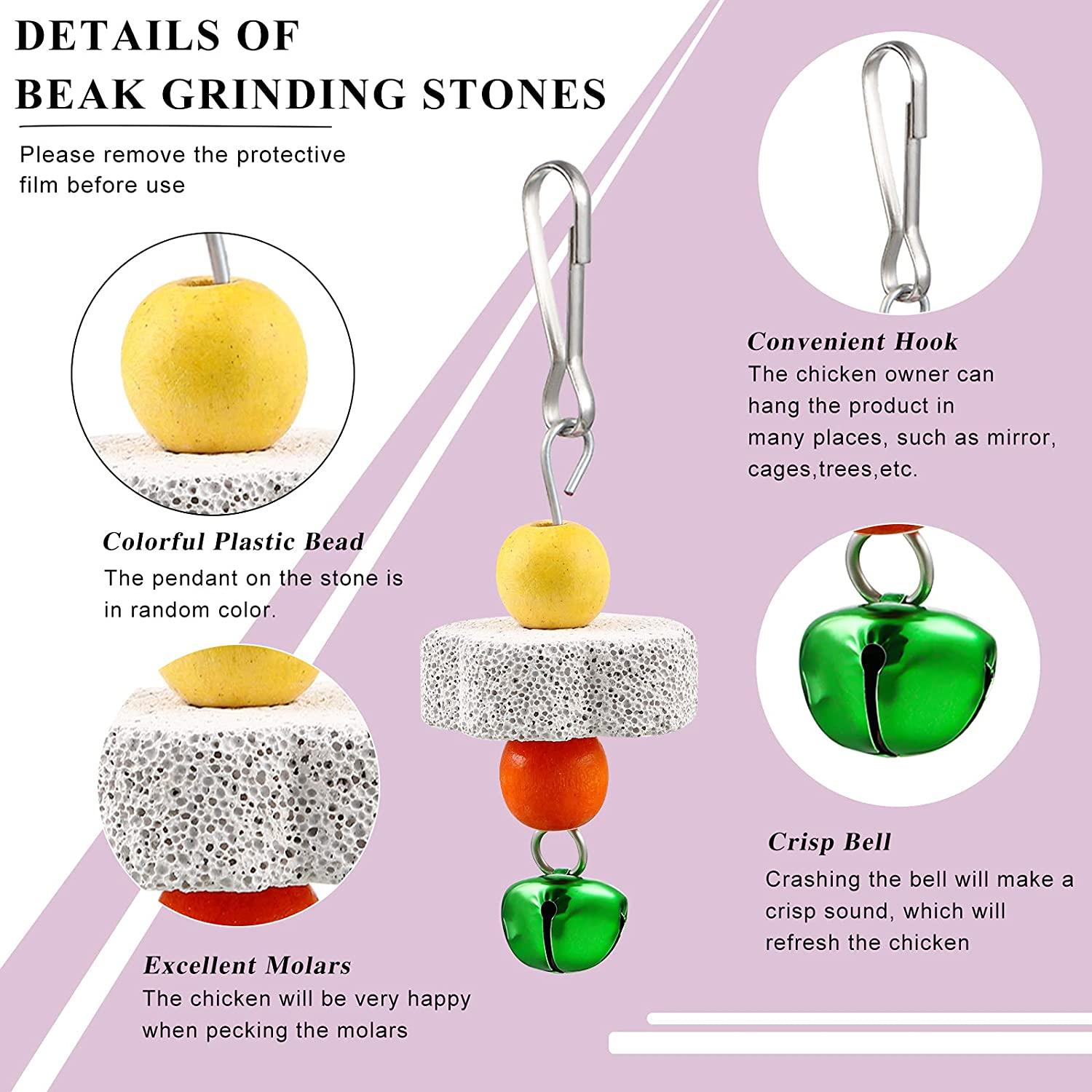 Chicken Mirror Toys with Bell and Beak Grinding Stones for Hens, Birds ...