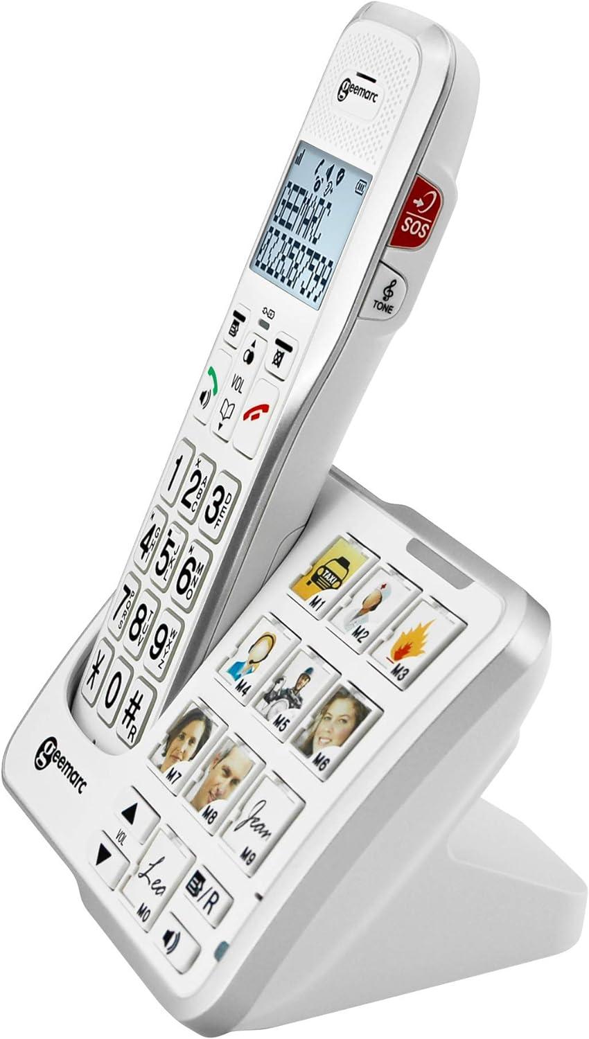 Geemarc Amplidect 595 Photo Twin Cordless Home Phone Set for Seniors - SOS Function, Large ...