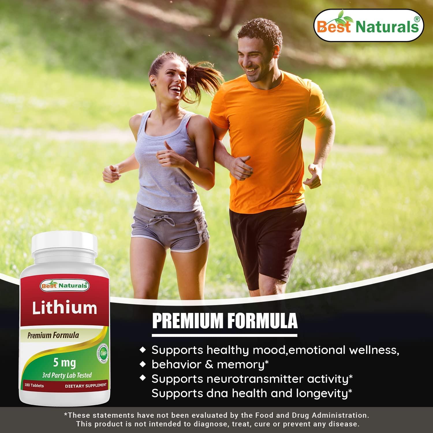 Best Naturals Lithium Orotate 5mg - 180 Tablets: Natural Mood Support ...