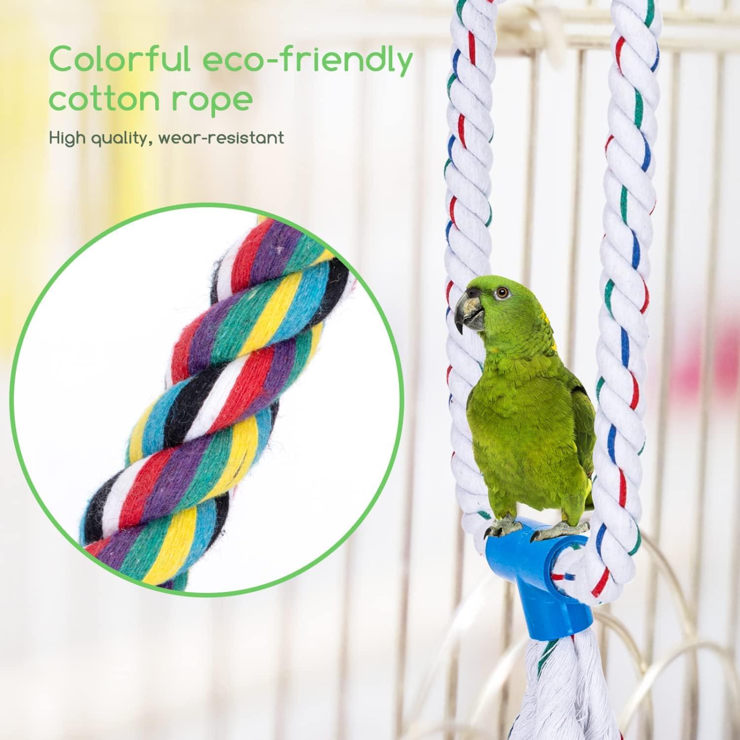 Nobleza Cotton Bird Swing Toy - Durable Rope Swing for Parrots & Birds ...