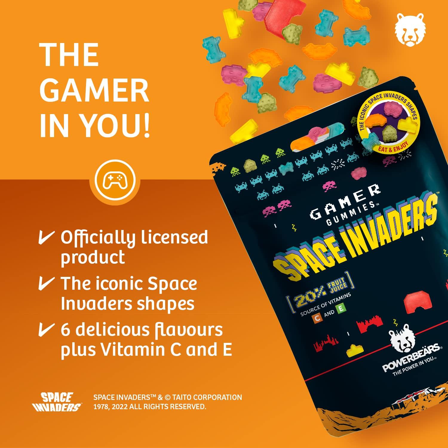 Buy Powerbears Space Invaders Gummy Bears - 20% Fruit Juice Vitamins 6 Fruity Flavors (6x125g ...