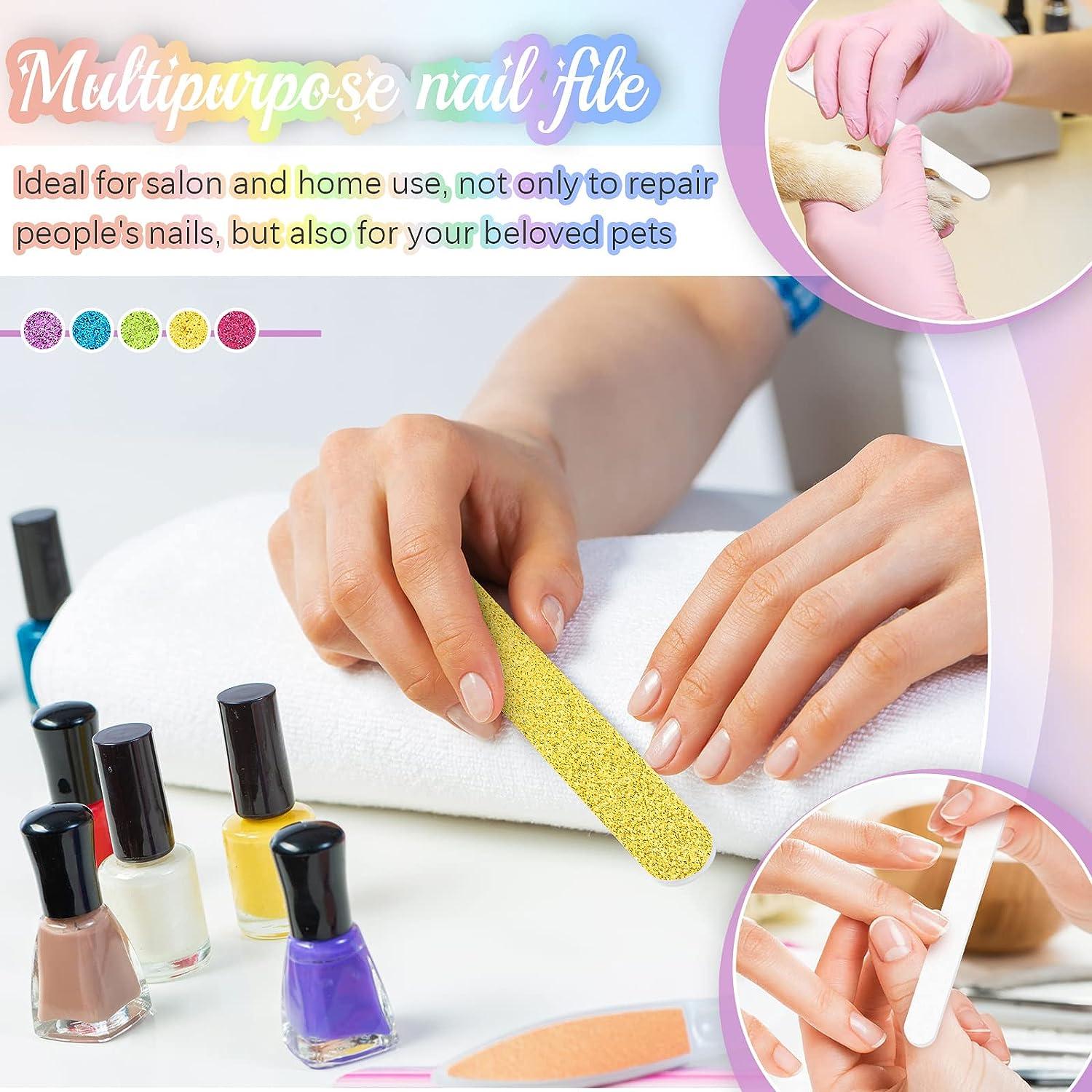 50 Pcs Glitter Nail File Set - Double Sided Emery Nail Buffers for ...