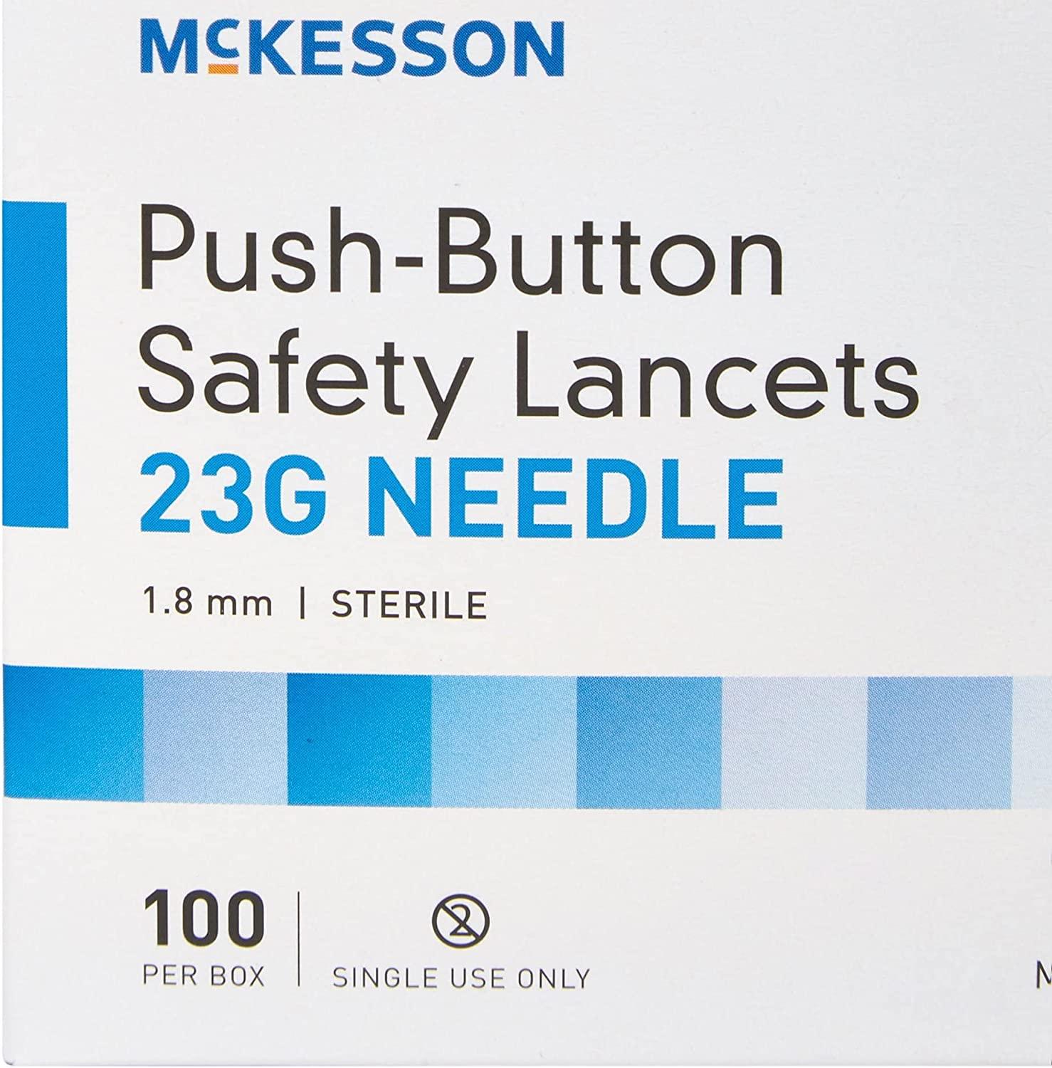 McKesson Safety Lancets Sterile Push-Button 23G Needle 1.8mm - 100 ...