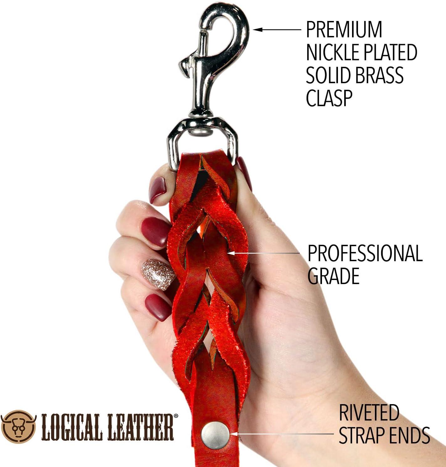 Logical Leather 6FT Braided Dog Leash - Heavy Duty Full Grain Leather ...