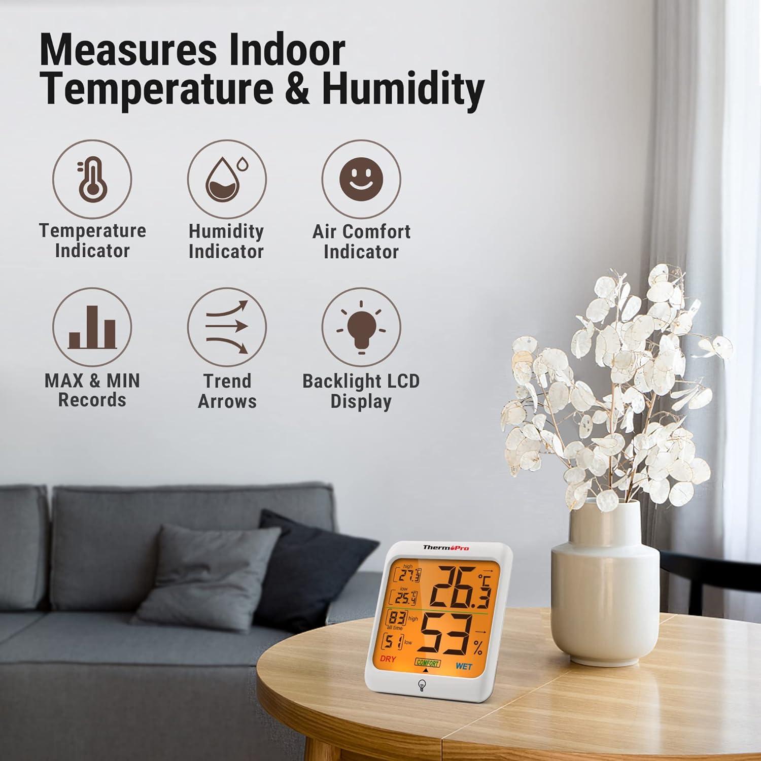 ThermoPro TP53 Digital Thermo-Hygrometer | Accurate Temperature ...