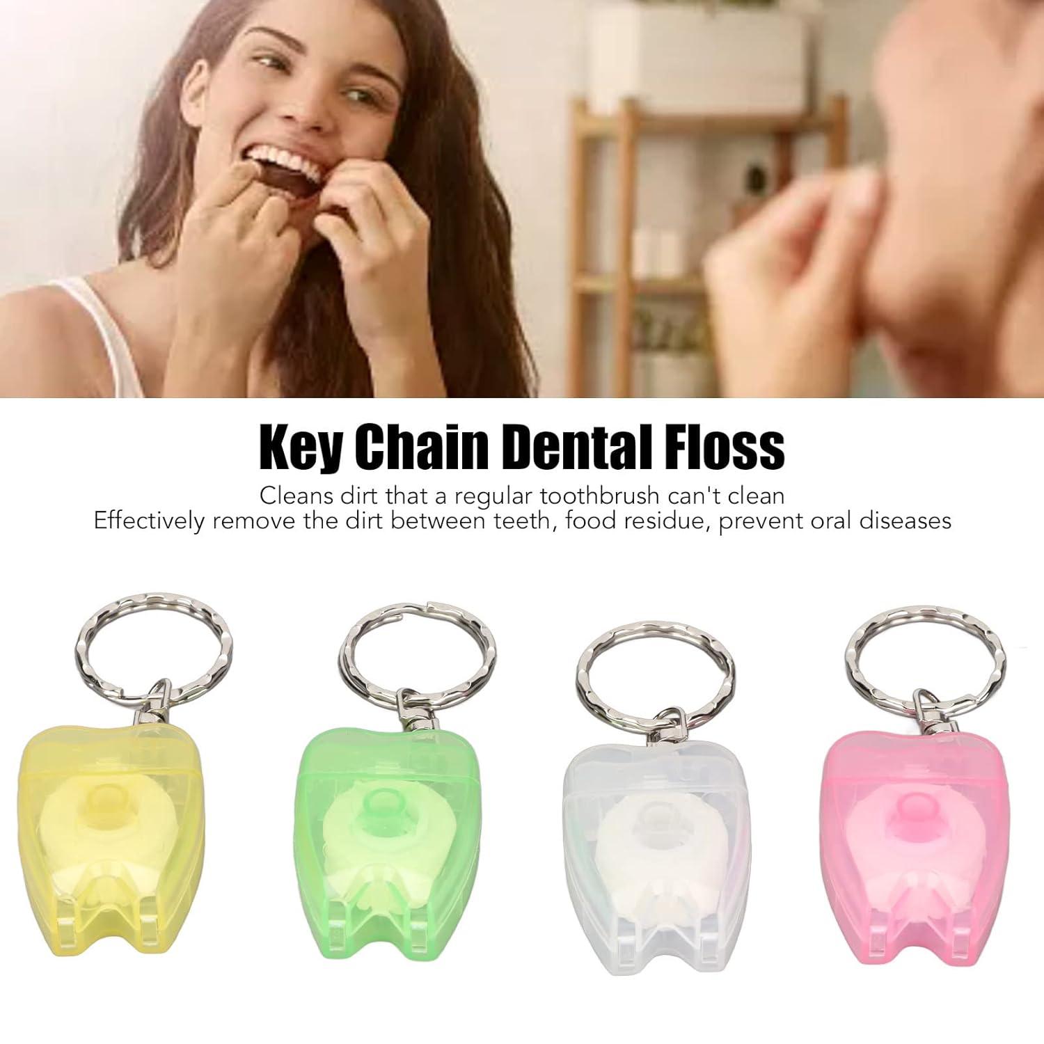 Portable Tooth-Shaped Dental Floss Keychain | Essential Oral Hygiene ...