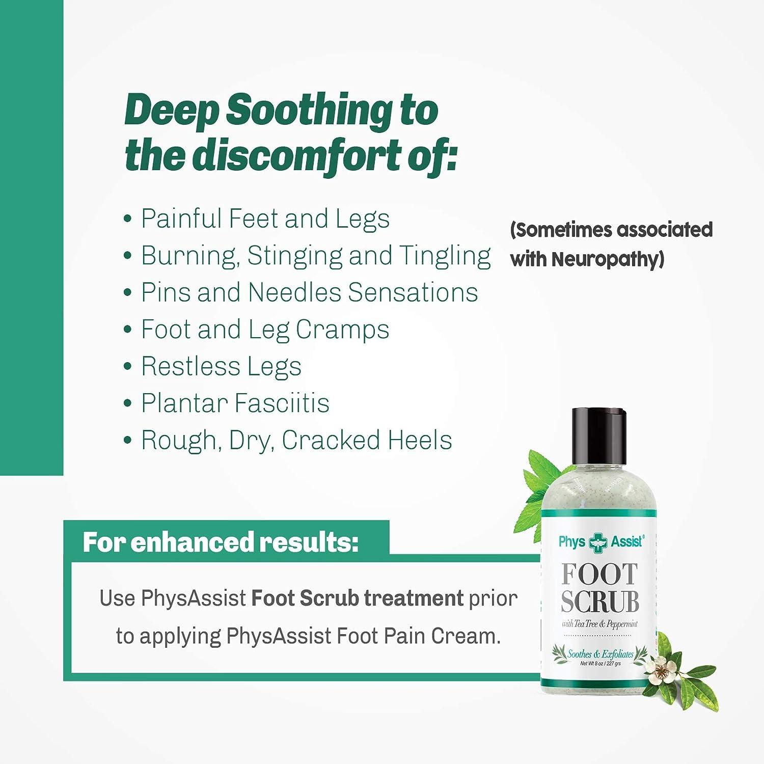 PhysAssist Foot Pain Cream - 3-pack of 4 oz Jars | Soothing Relief for ...