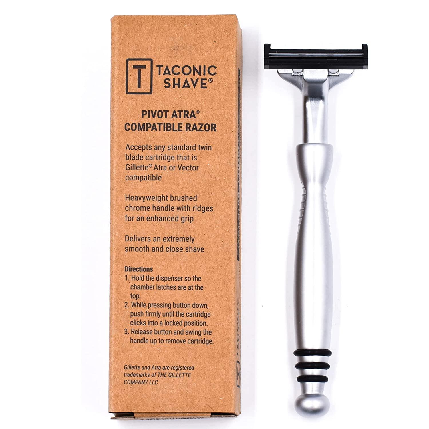 Chrome ATRA Compatible Twin Blade Razor + 10 Personna Pivot Plus Blades ...