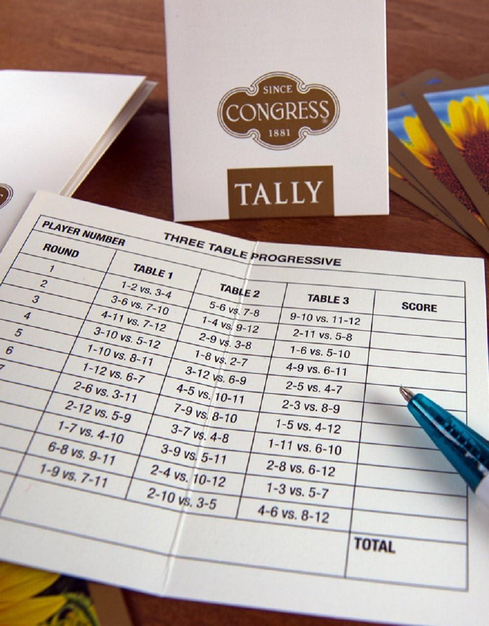 White & Gold Congress Tally Scorecards for Bridge - Elegant Scoring ...