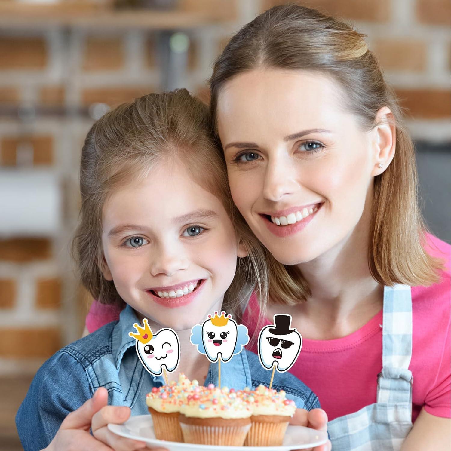 30Pcs Tooth Cupcake Toppers First Tooth Party Decor Dental Cupcake ...