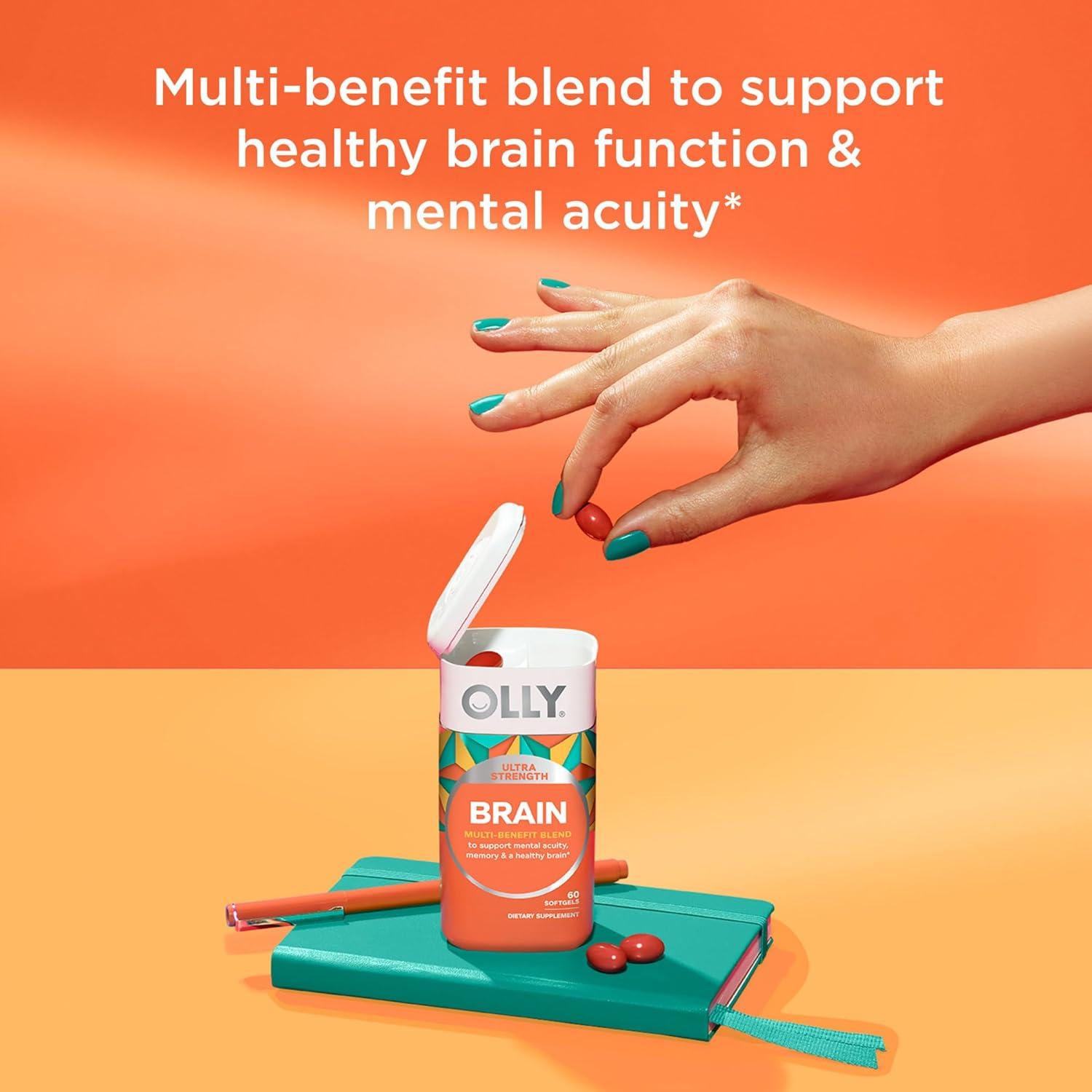 OLLY Ultra Strength Brain Softgels - Nootropic Supplement for Memory Focus & Healthy Brain ...