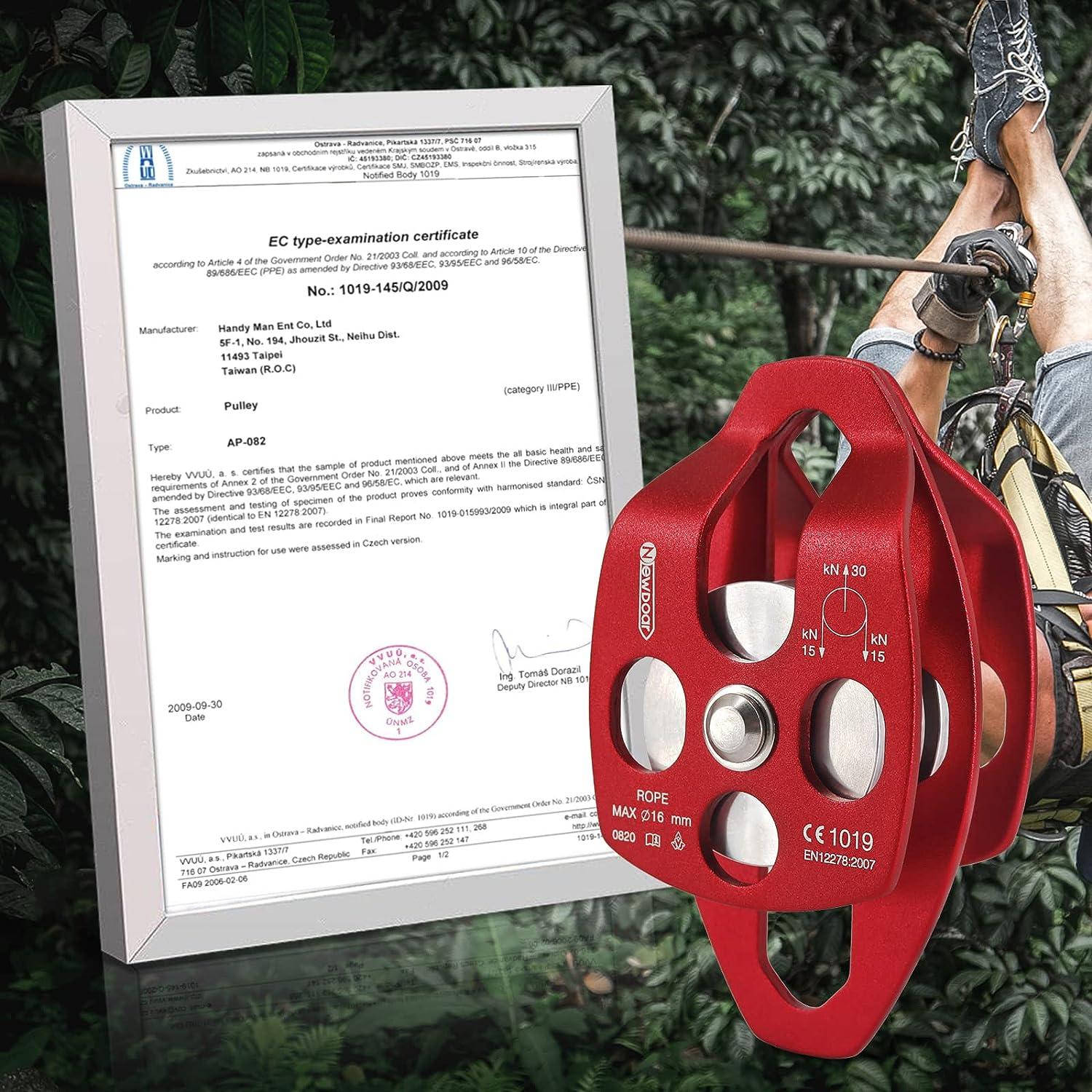 NewDoar 30 KN CE Certified Large Rescue Pulley Set - Red 2pcs | Buy Now ...