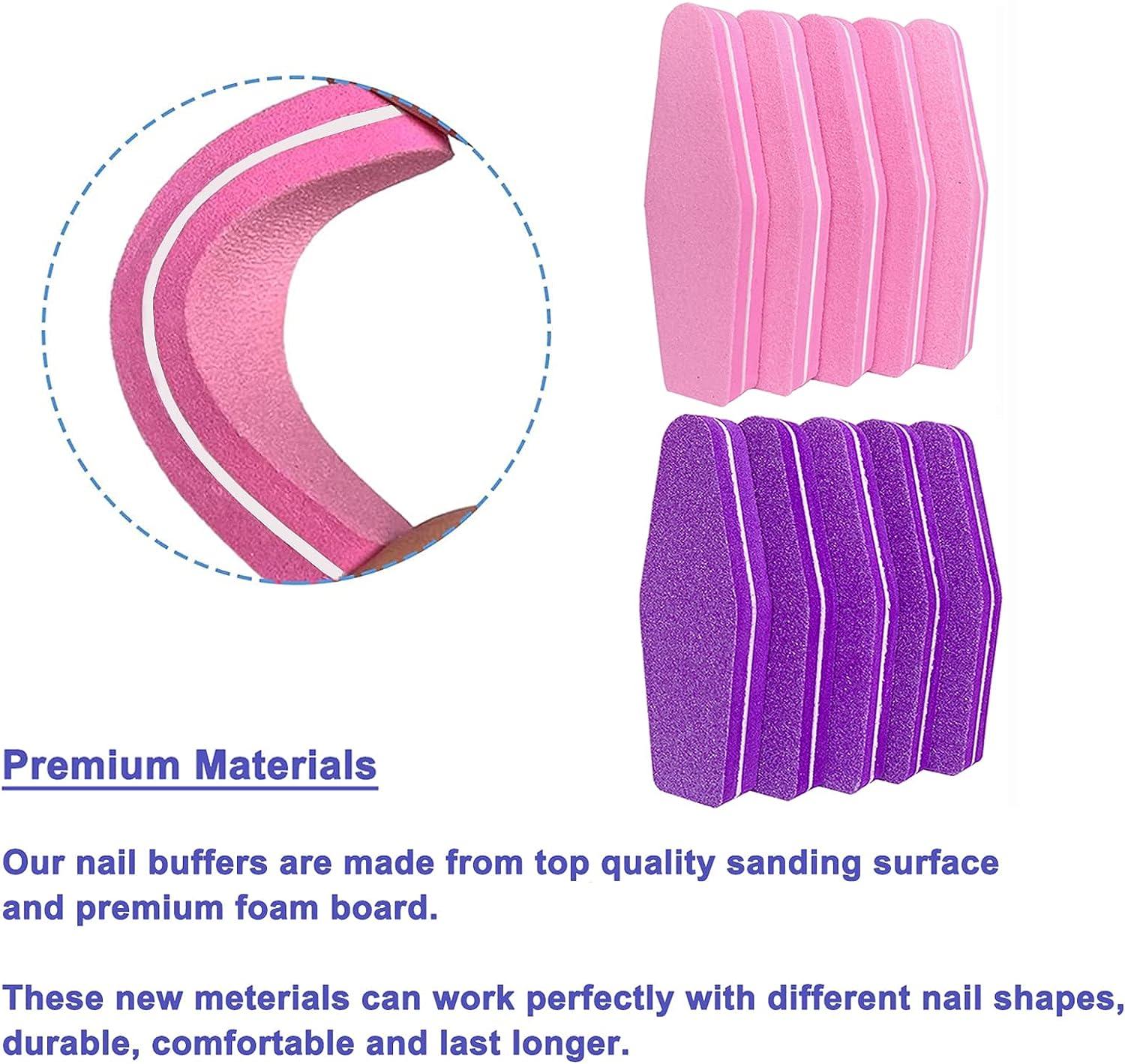 8 Pc Nail File and Buffer Set - 100/180 Grit for Acrylic Nails ...