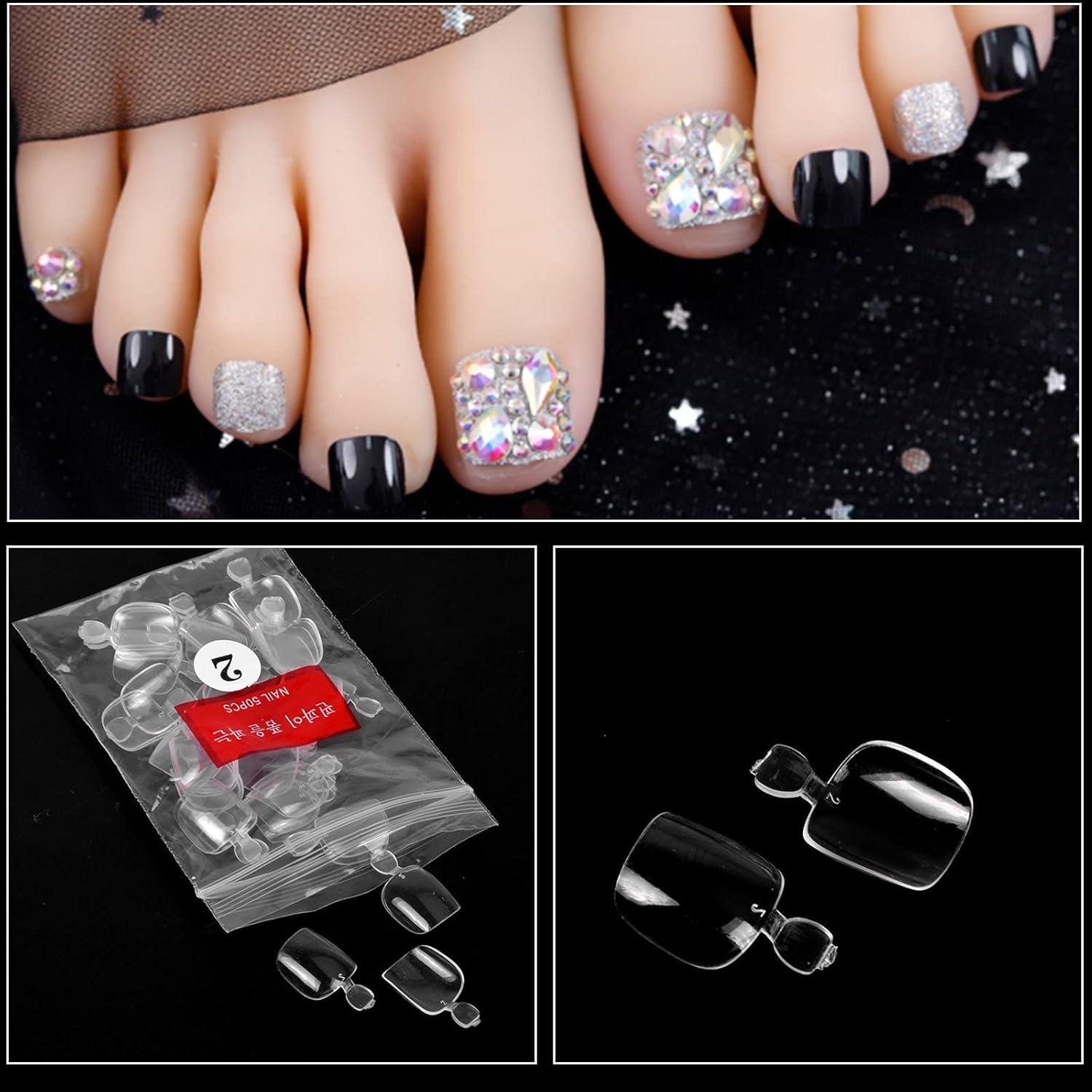 500 Pieces Artificial Toe Nails - 10 Sizes Natural Acrylic Toenails Set ...