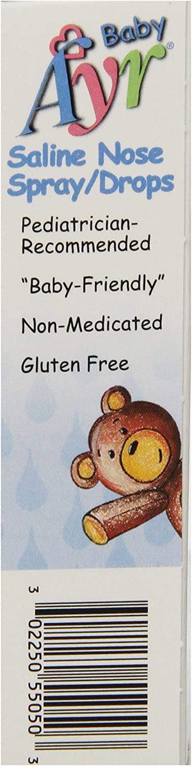Baby Ayr Saline Nose Spray/Drops 1 Fl Oz (Pack of 6) - Gentle Nasal ...