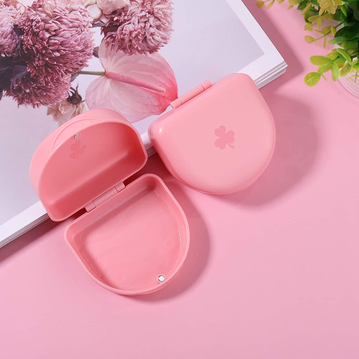 2 Pack Pink Orthodontic Retainer Case Set - Solid Retainer Holder | Buy ...