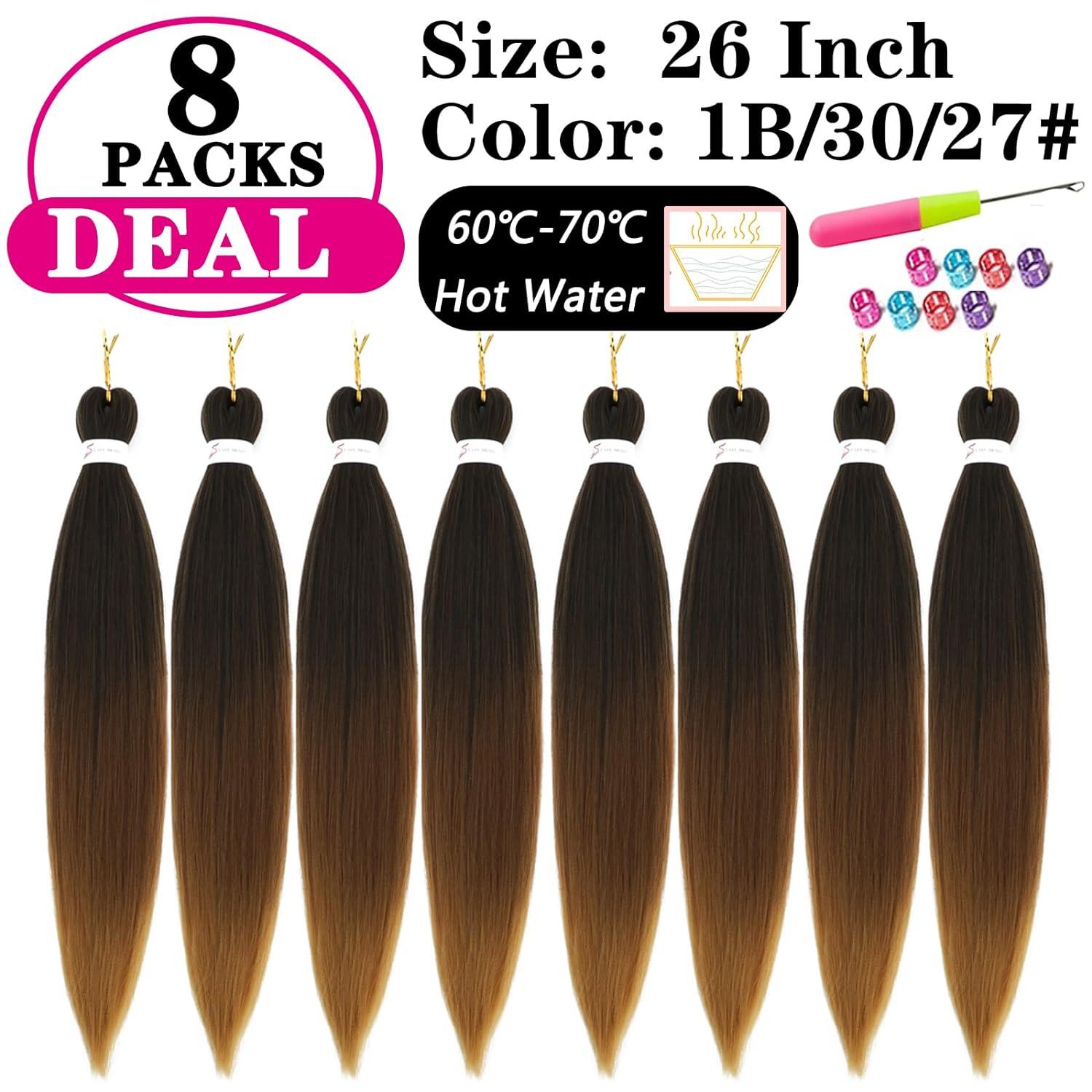 8 Packs Pre-Stretched Braiding Hair- 26 Inch Crochet Twist Braids for ...