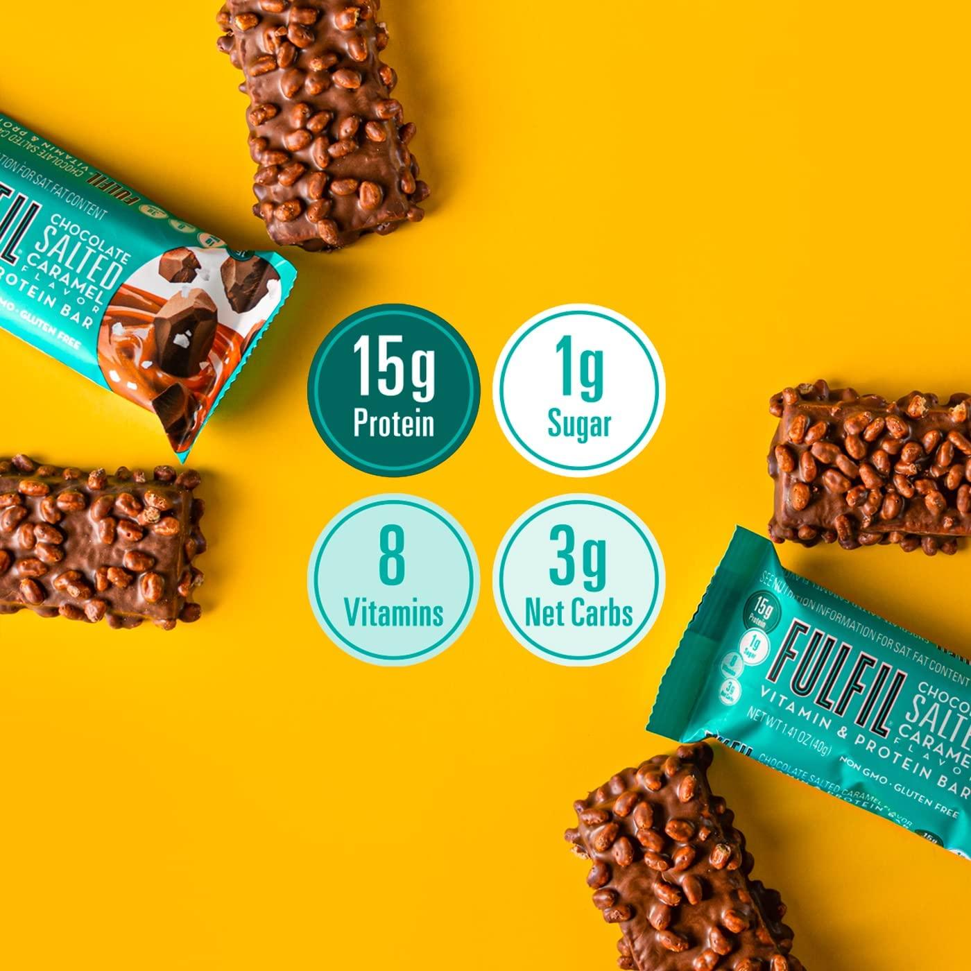 Fulfil Chocolate Salted Caramel Vitamin & Protein Bars | 15g Protein, 8 ...
