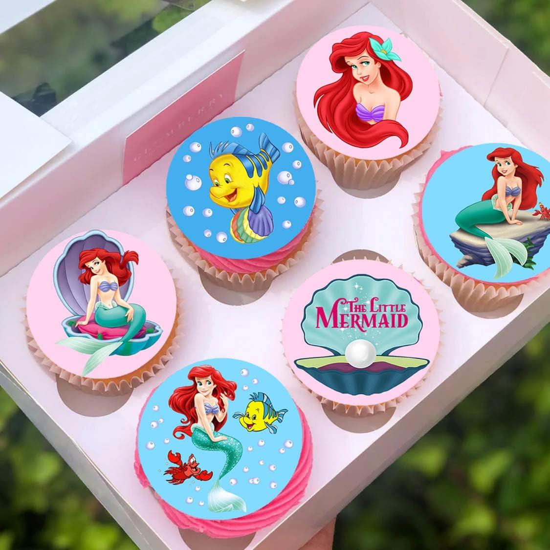 24 x Pre-Cut The Little Mermaid 1 Edible Stand up Wafer/Rice Paper ...