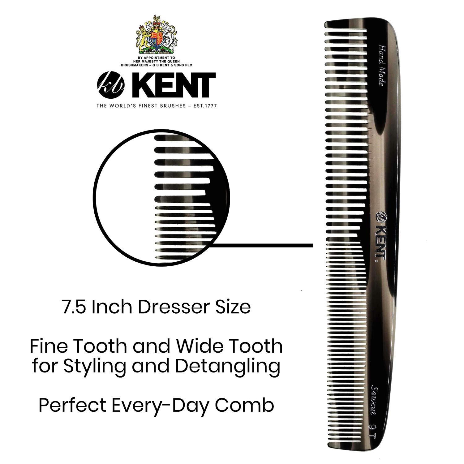 Kent 9T Graphite Detangler Hair Comb - Handmade in England, Fine & Wide ...