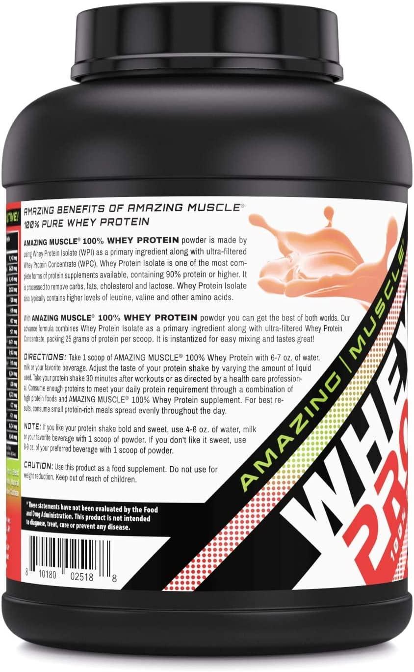 Amazing Muscle 100% Whey Protein Powder - 5 lb Strawberry - Advanced ...