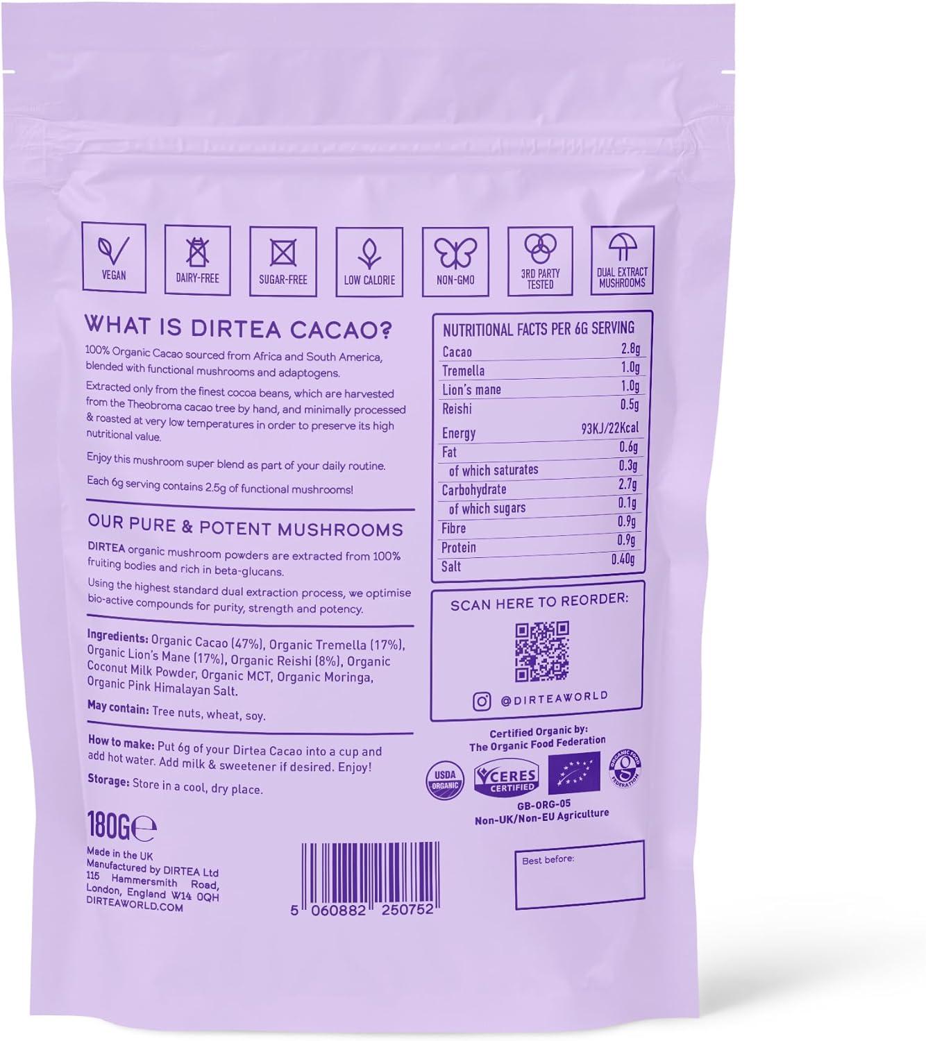 DIRTEA Cacao Super Blend | 100% Organic | Vegan | Non GMO | Supports ...