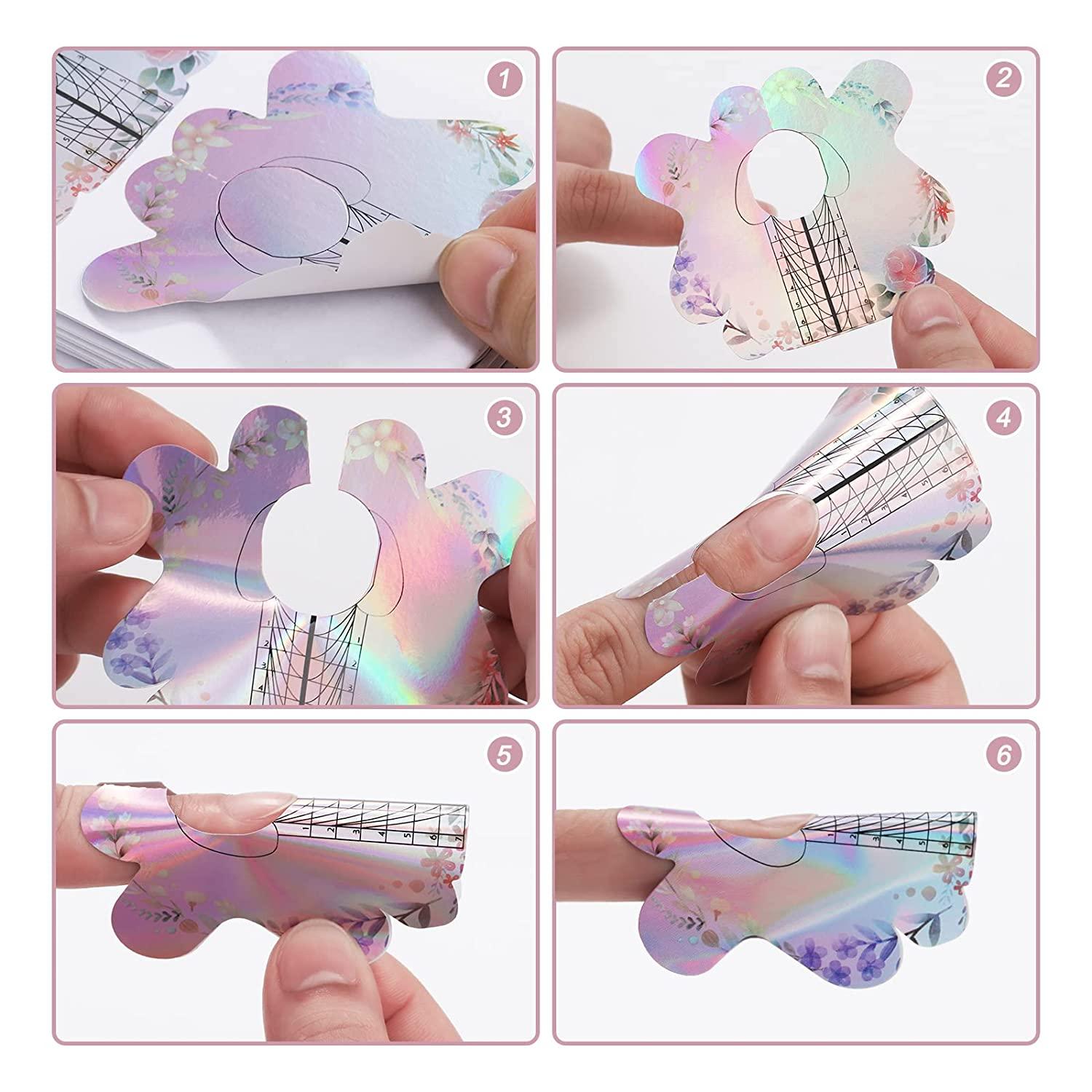 100pcs Acrylic Nail Forms Stiletto Extension Self-Adhesive Paper ...