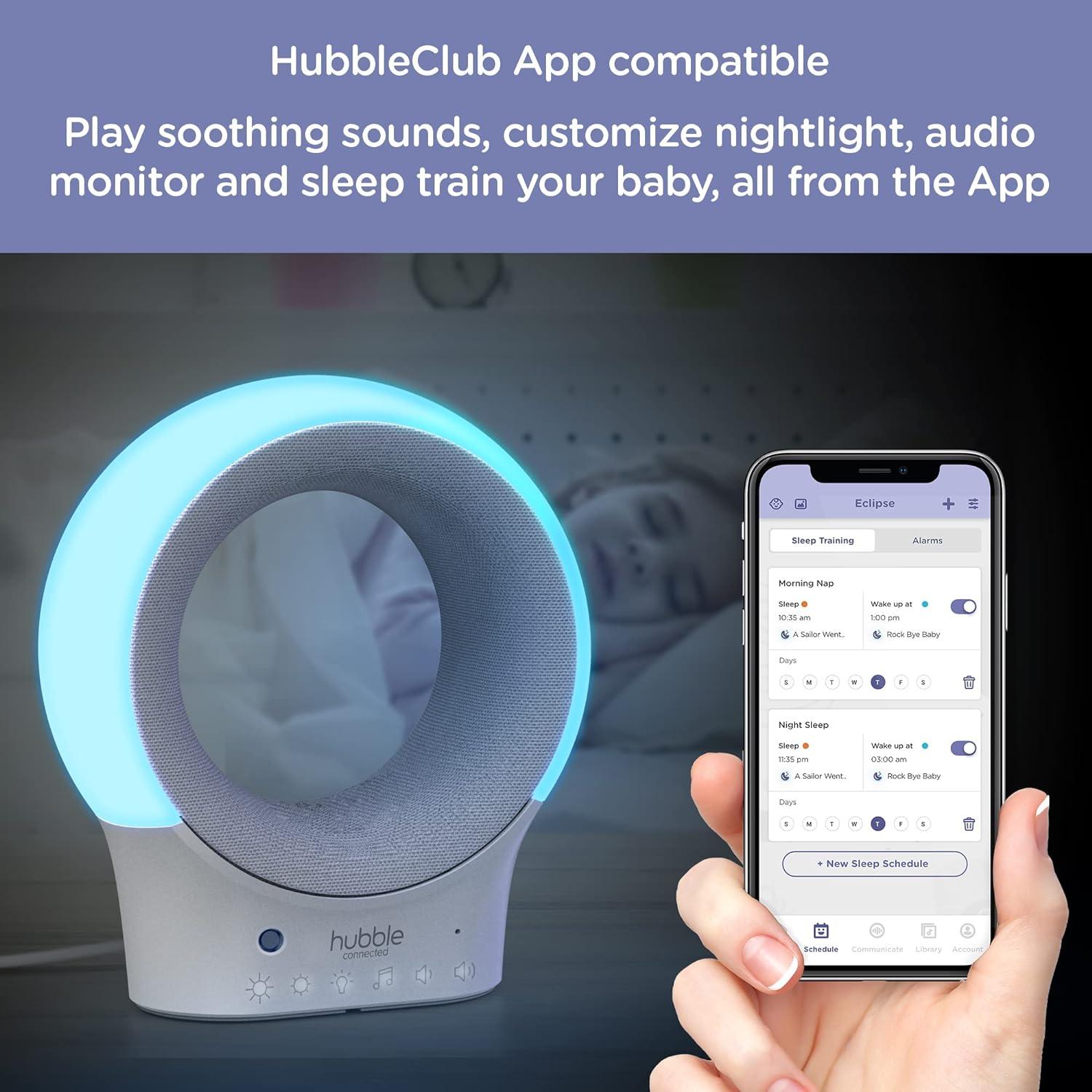 Hubble Eclipse Smart Baby Monitor: 7-Colour Night Light, Calming Music, Sleep Trainer & Wi-Fi ...