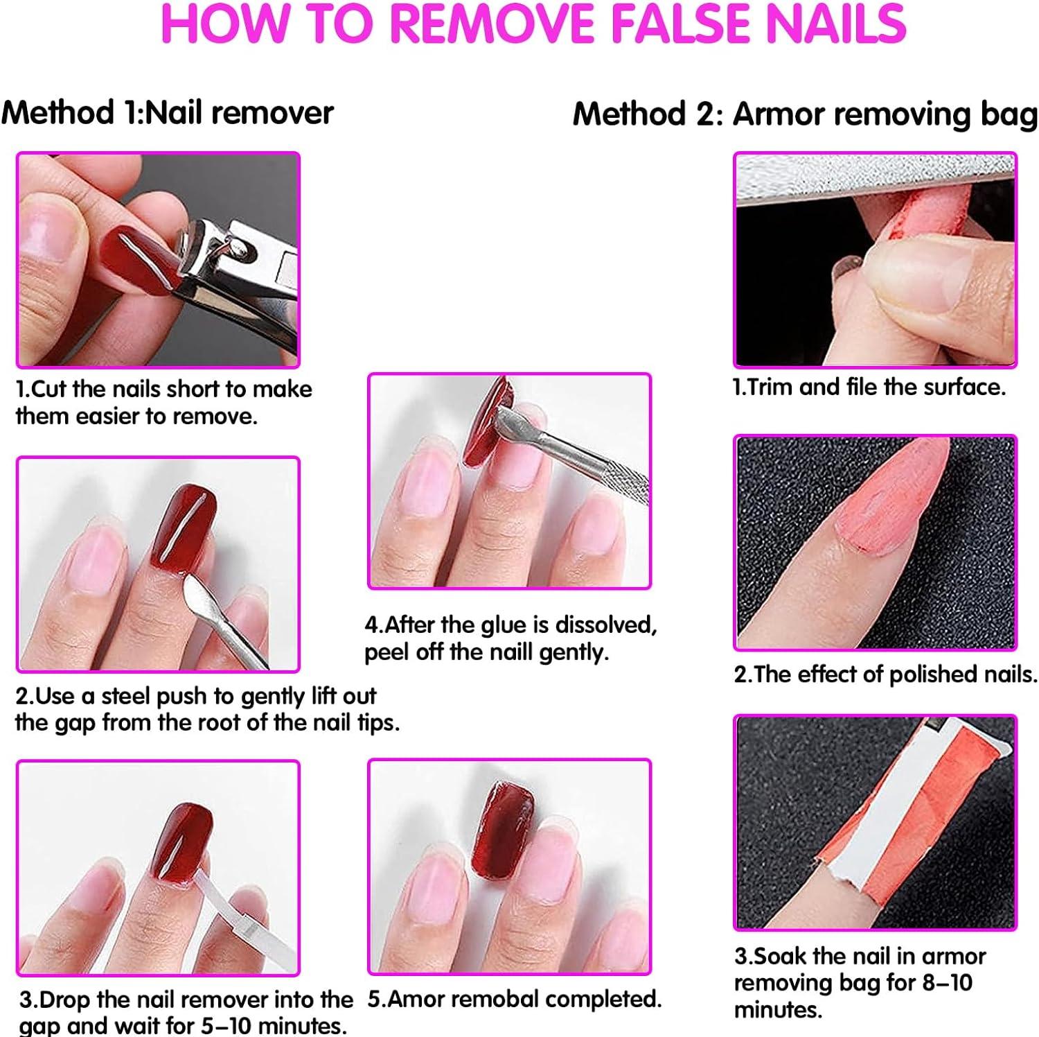 WJIASI Natural False Nails: Oval French Acrylic Artificial Nail Tips ...