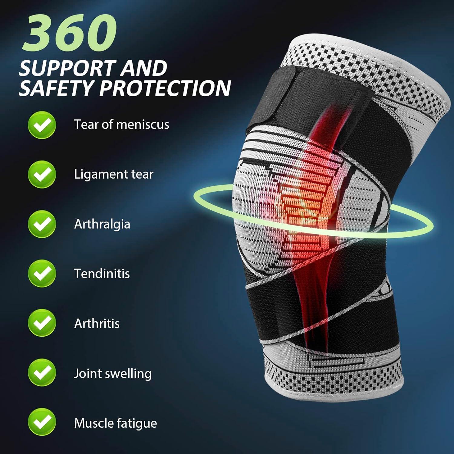 Ruilaibao Adjustable Knee Support Brace 1 pack Compression Knee Sleeves ...