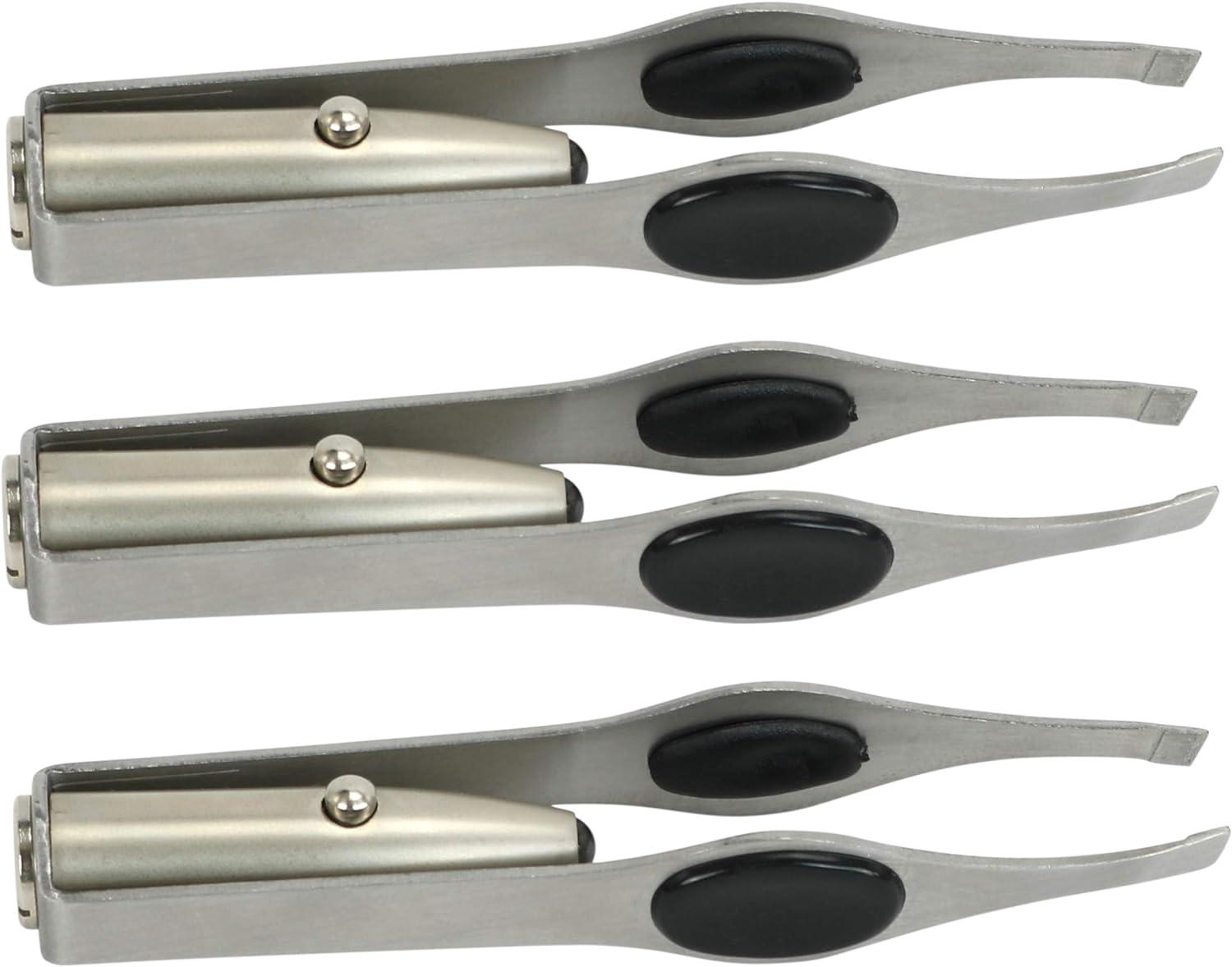 Iconikal Stainless Steel LED Tweezer 3-Pack - Slant Tip, Lighted ...