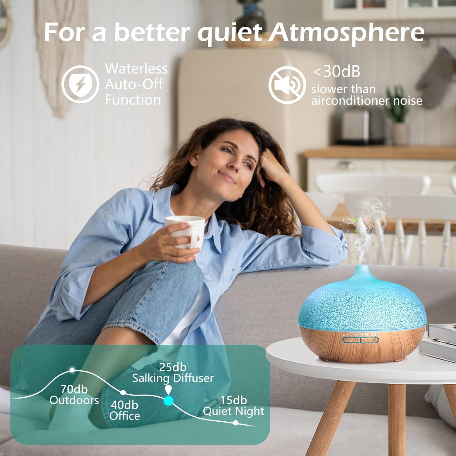 Premium Aroma Diffuser 550ml - Ultrasound Humidifier for Essential Oils & Fragrance - 7-Color ...