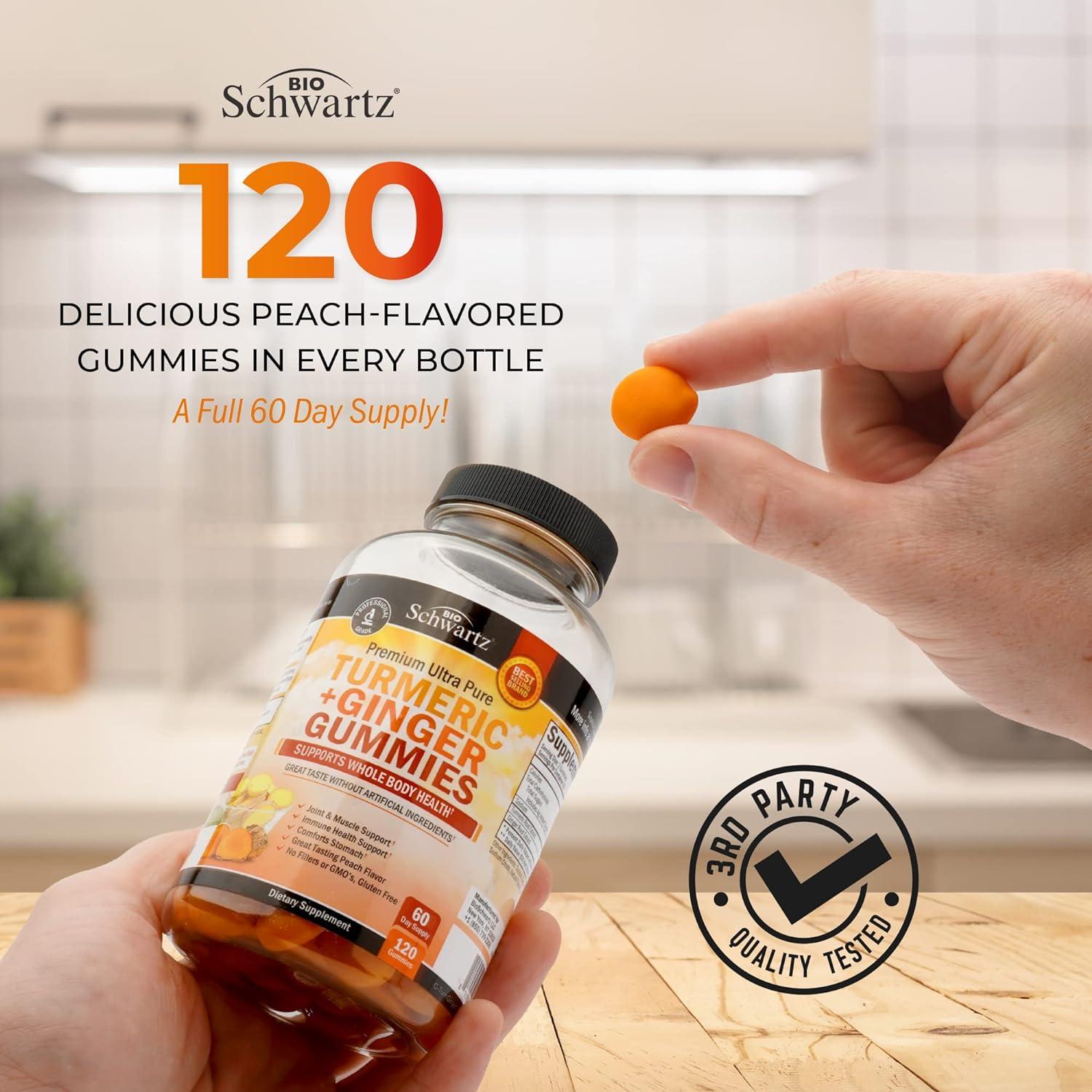 Turmeric Curcumin Ginger Gummies - 120 Count - Vegan Joint Support ...
