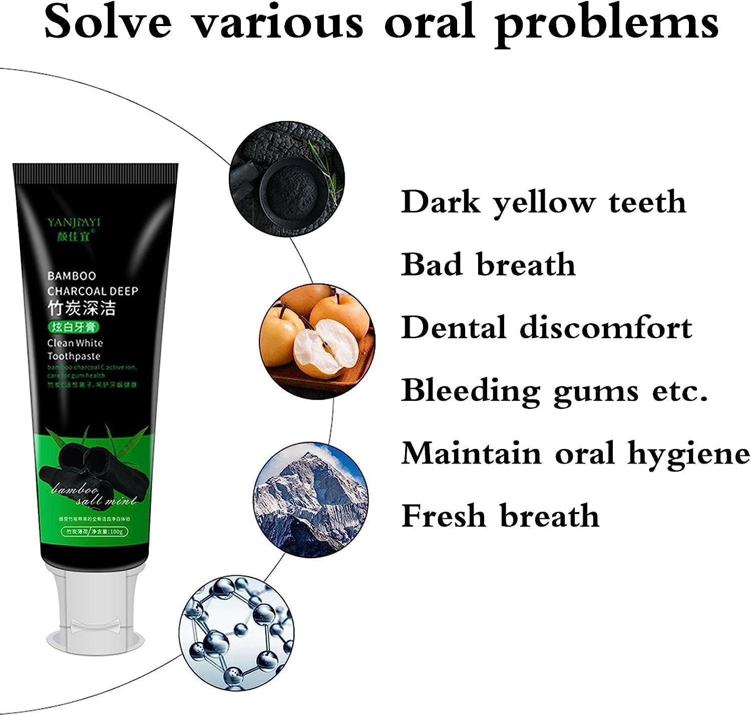 Yanjiayi Bamboo Charcoal Deep Toothpaste - Activated Charcoal for Whiter Teeth Stain Removal ...
