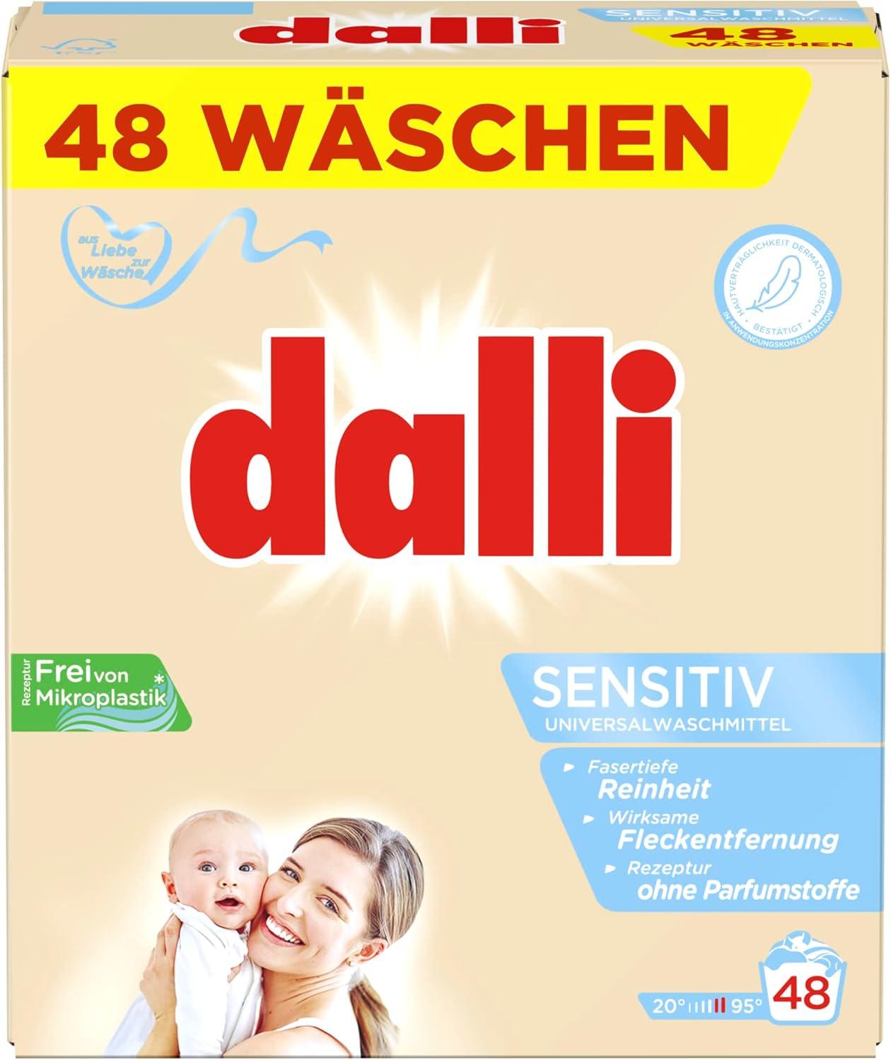 Dalli Sensitive Full-Detergent Powder - 48 Washpieces | Gentle on Skin ...