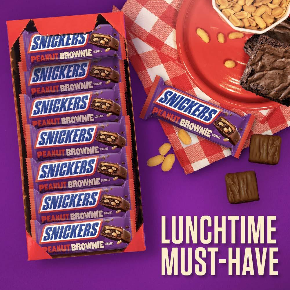 Snickers Peanut Brownie Squares Full Size Chocolate Candy Bar 1.2 oz ...