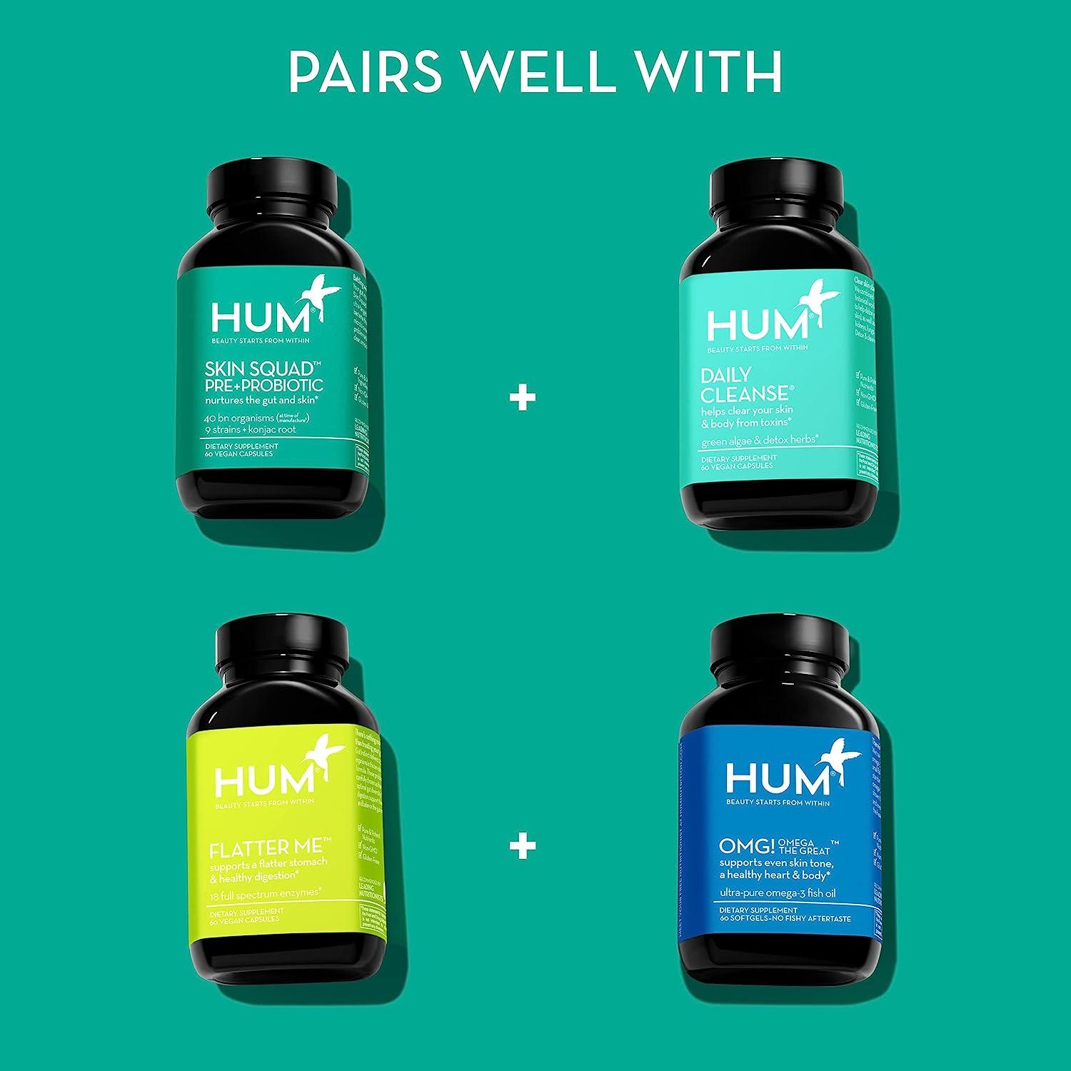 HUM Skin Squad Probiotic Supplement for Clear, Glowing Skin (60 ...